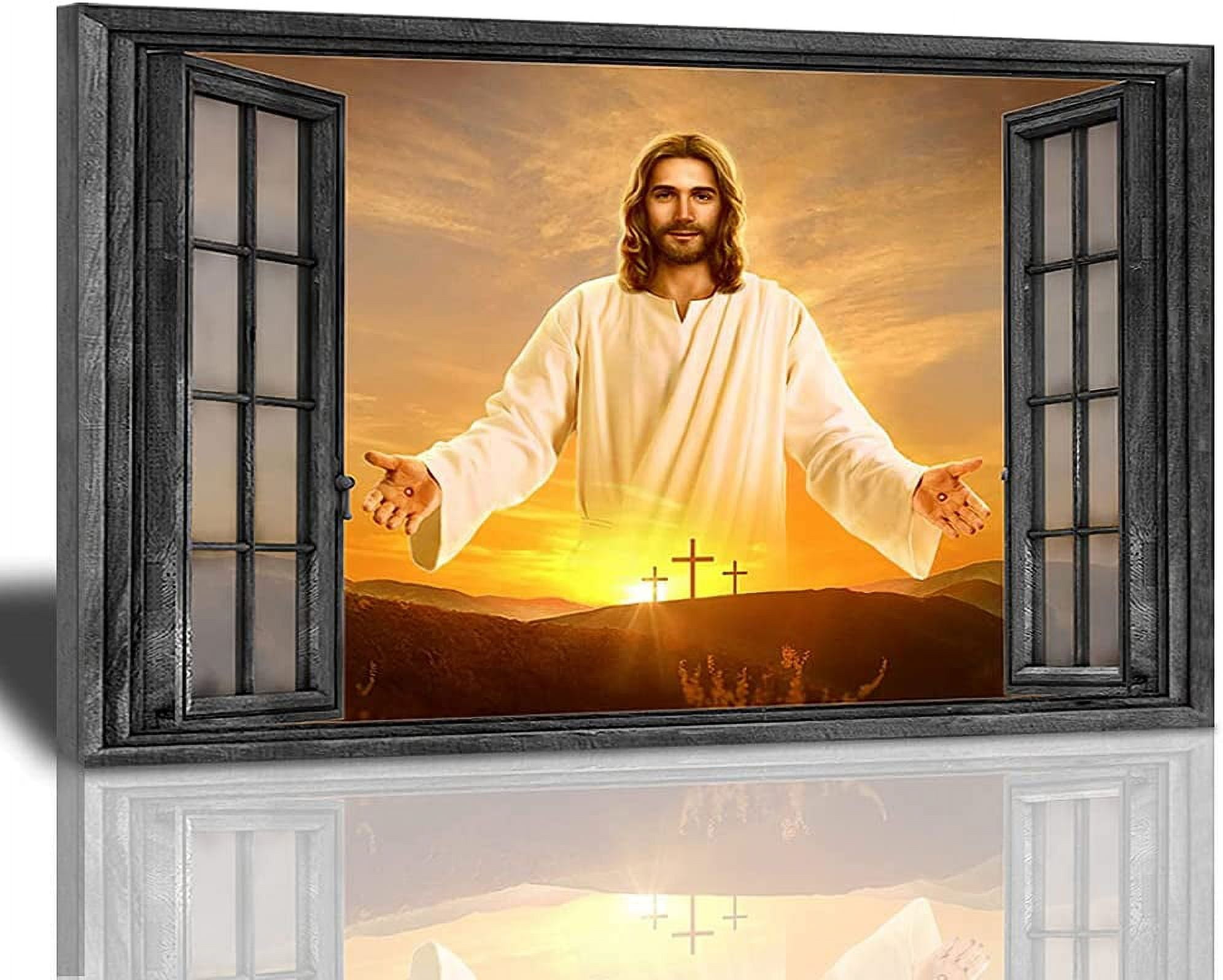 KSIW-Jesus Christ Canvas Wall Art Greets You Welcome Back Window View ...