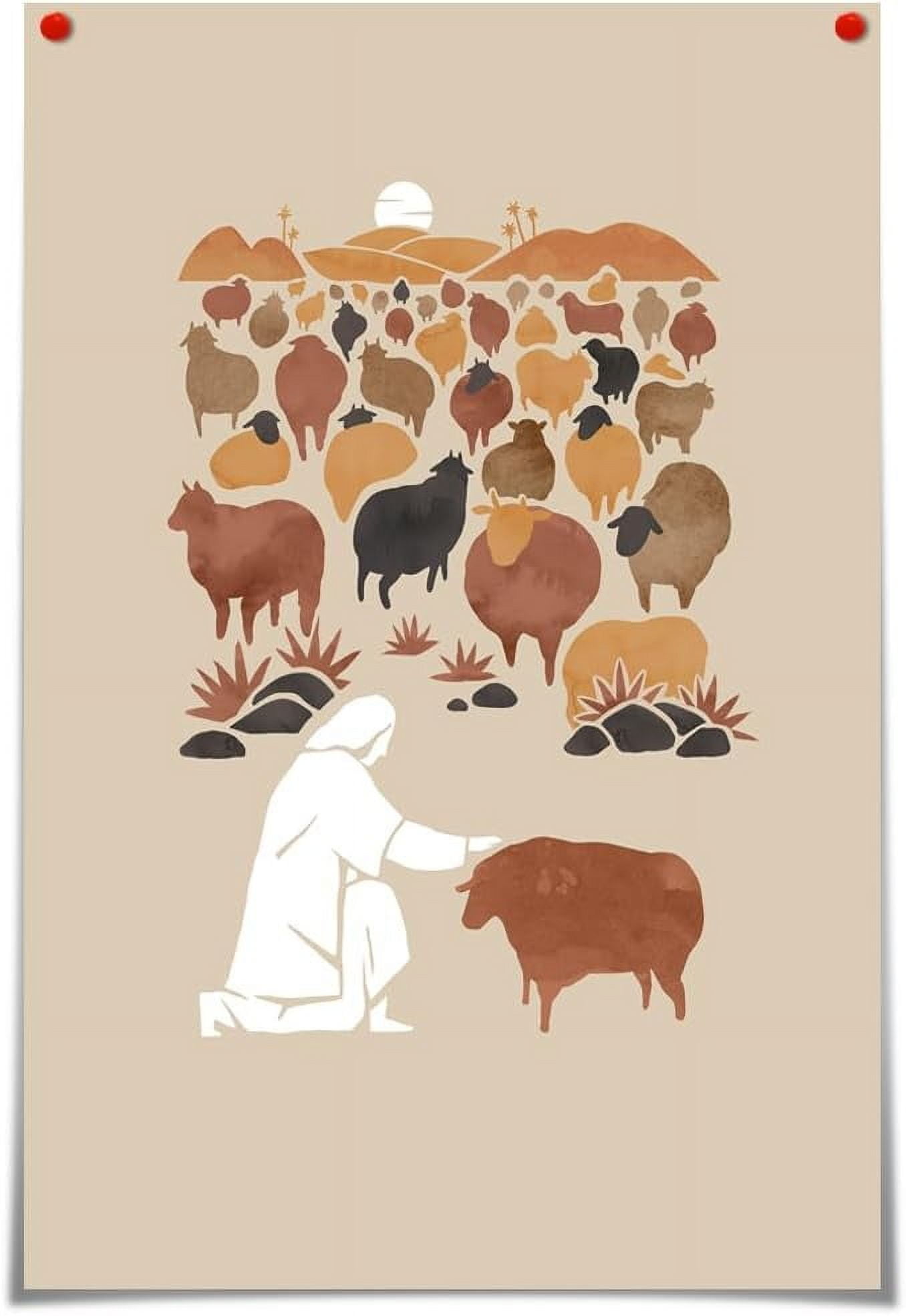 KSIW- Jesus Christ The Good Shepherd Canvas Wall Art Colorful The Lord ...