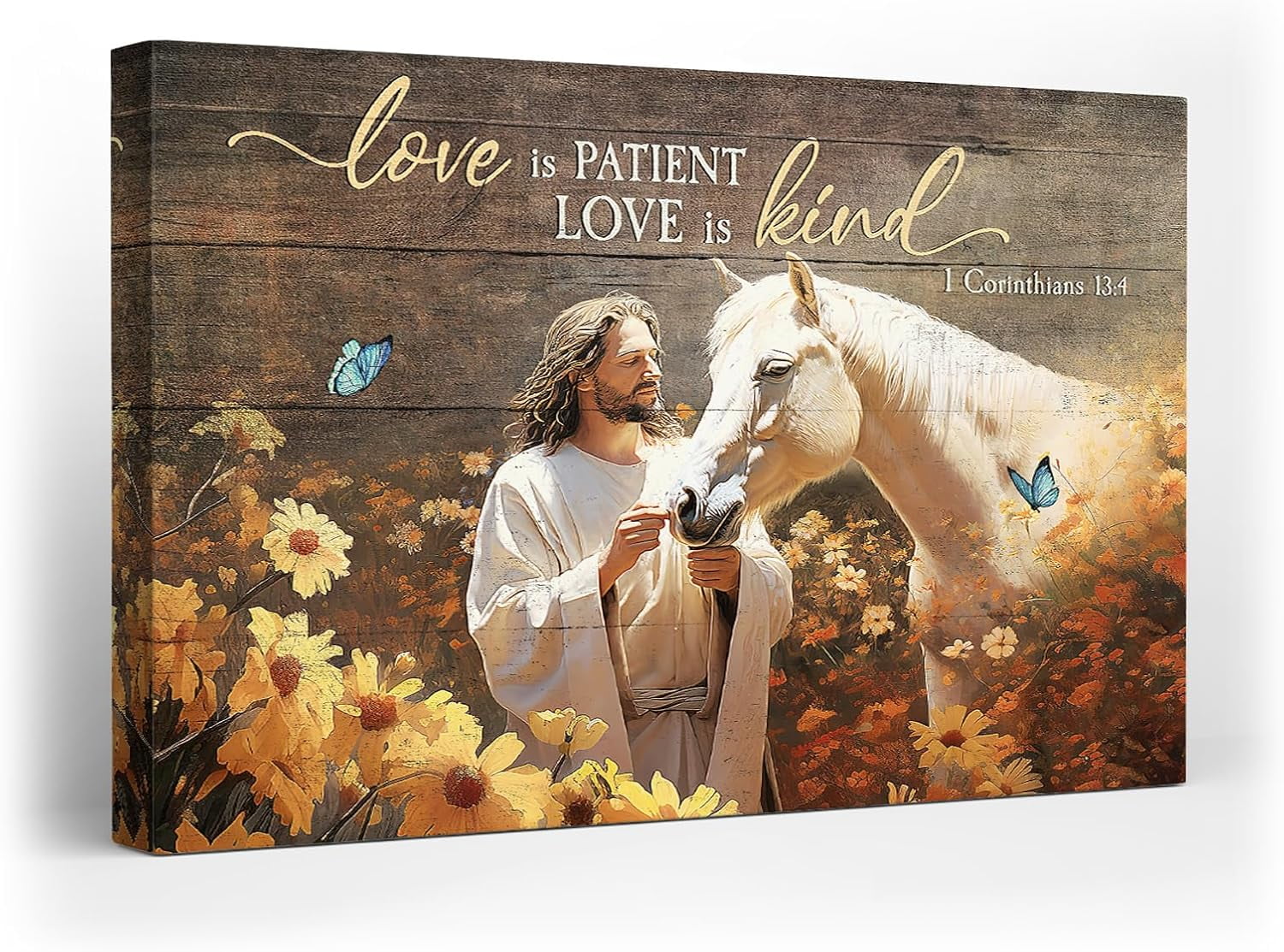 KSIW- Jesus Horse Christian Canvas Wall Art Religious Horse Sunflower ...