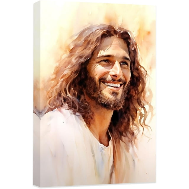 KSIW-Jesus Wall Art Christian Painting Christ Canvas Prints Picture of Jesus Laughing Christ's ...