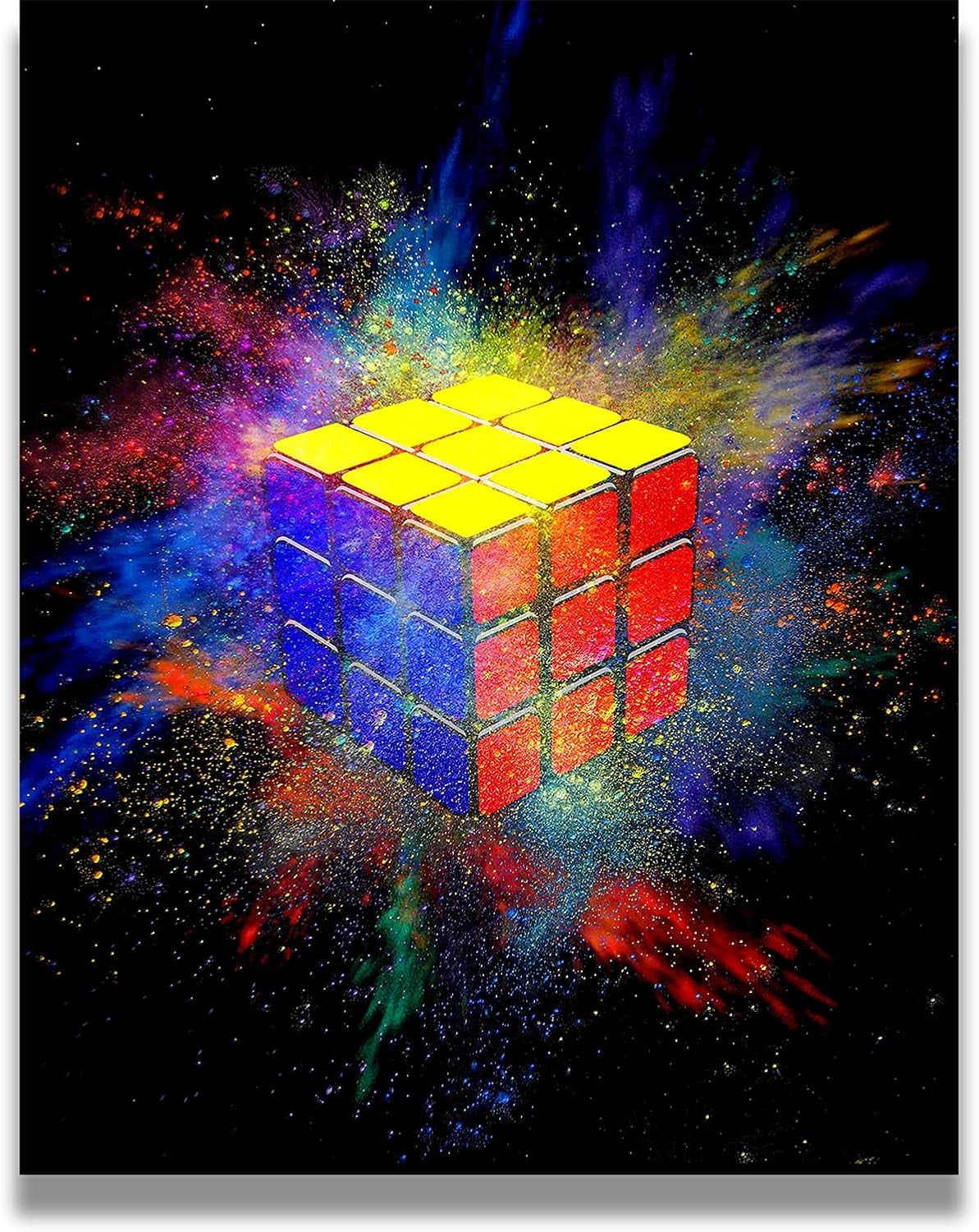 KSIW-KSIWRubik's Cube Color Burst - Wall Art Decor Print with a black ...