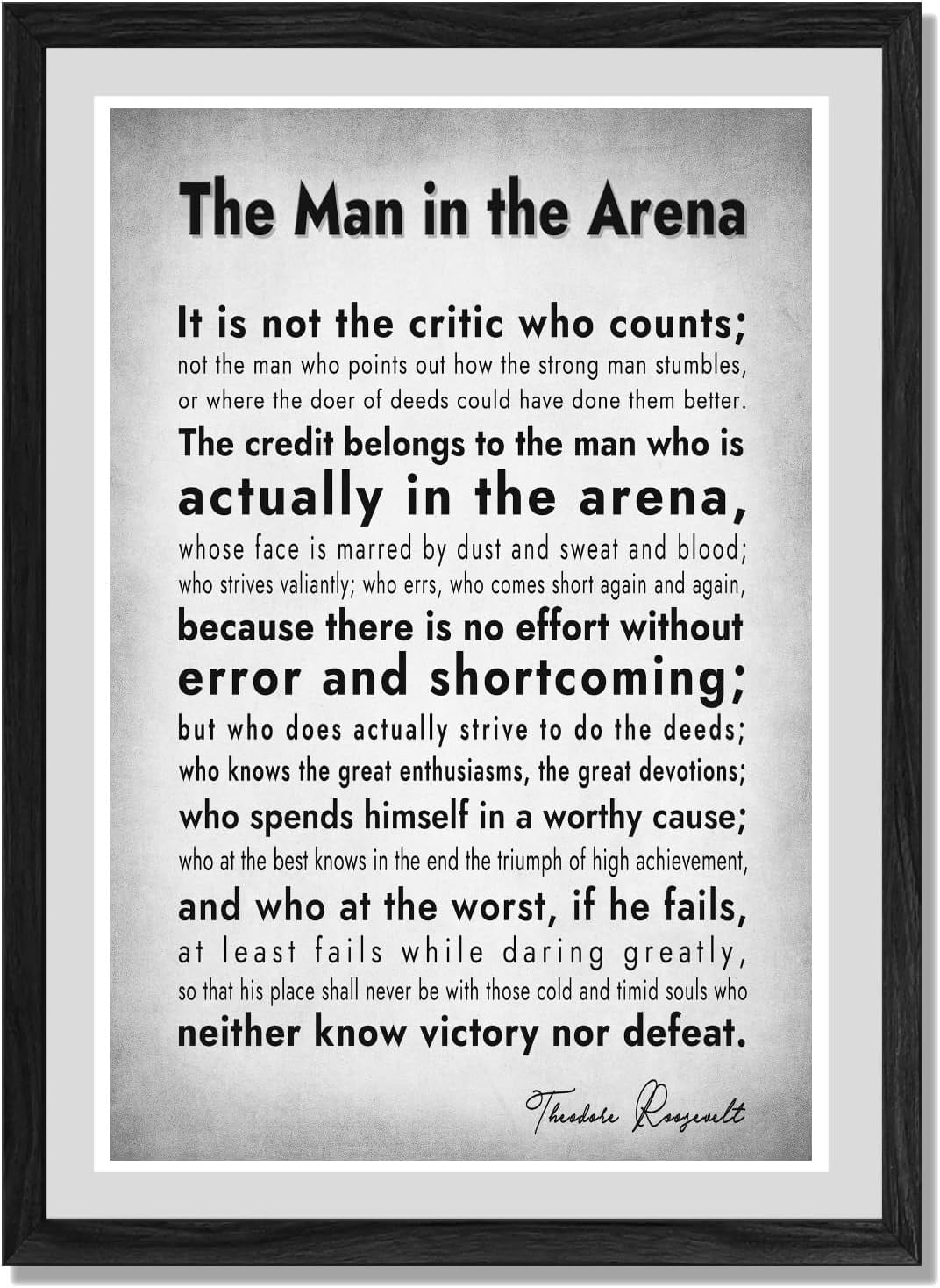 KSIW-The Man in the Arena Poster Motivational Quote Canvas Print ...