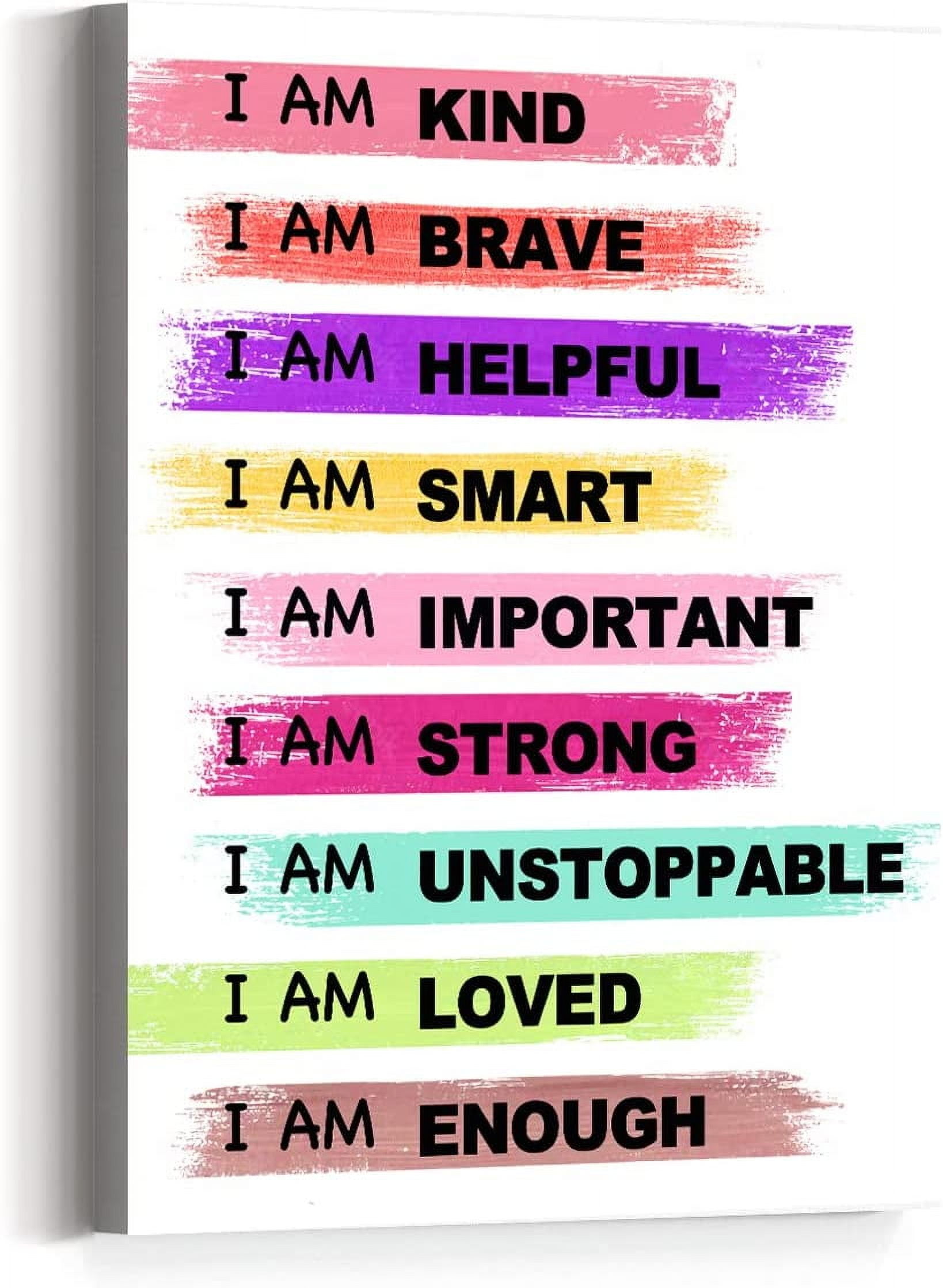 YCCJ-Kid Positive Affirmations Wall Decor,Inspirational Wall Art Canvas ...