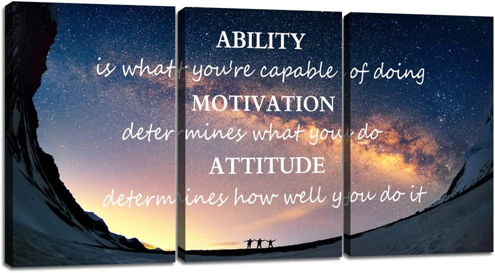 KSIW-Large Canvas Quotes Wall Art Ability Motivation Attitude ...