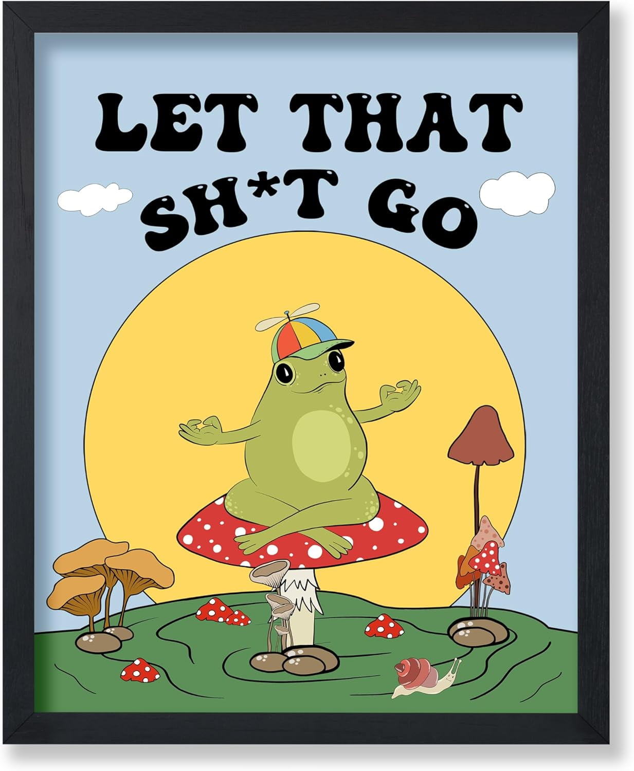 KSIW- Let That Shit Go Poster - Retro Frog Print - Mushroom Art ...