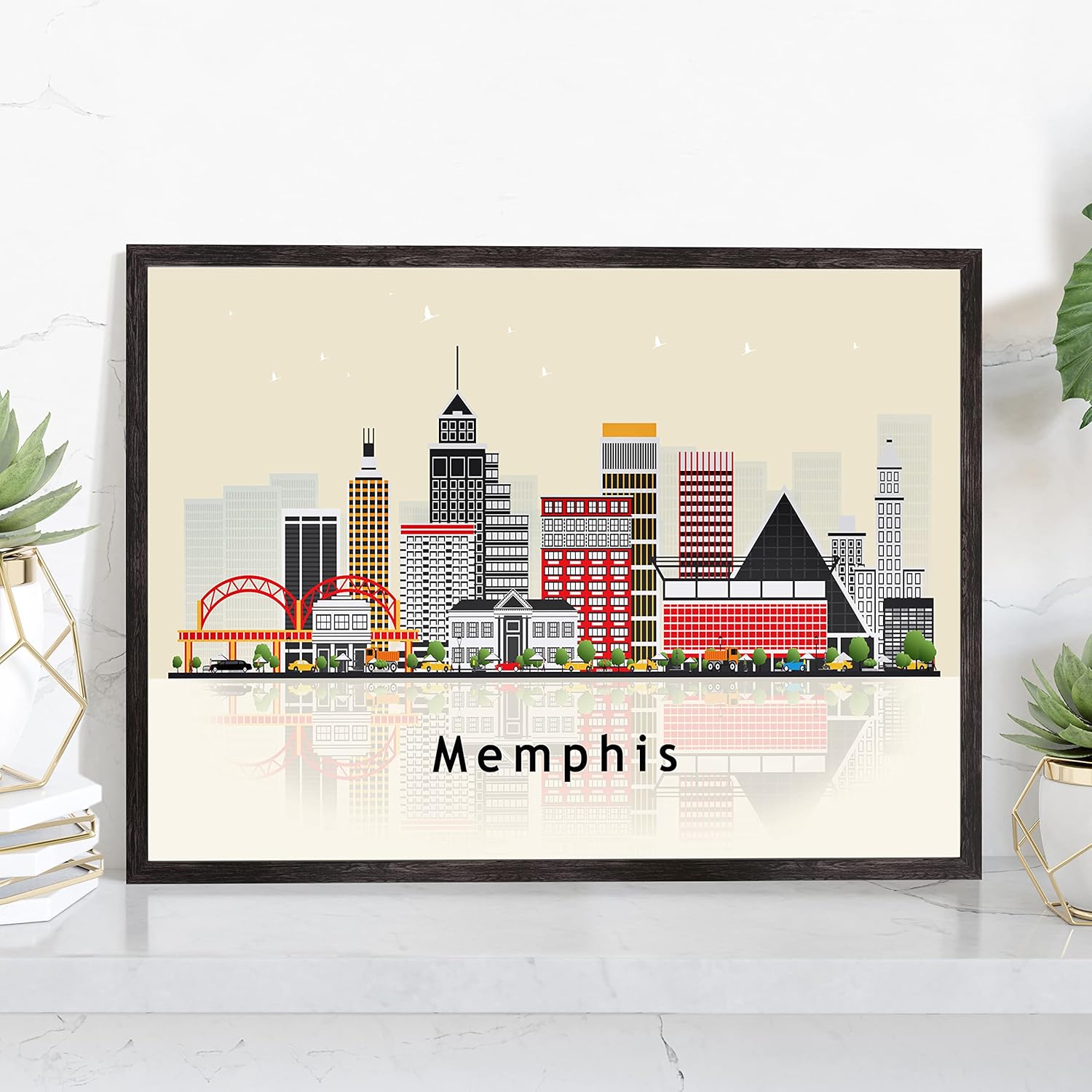 KSIW- Memphis Poster, Memphis Tennessee Illustration Skyline City ...