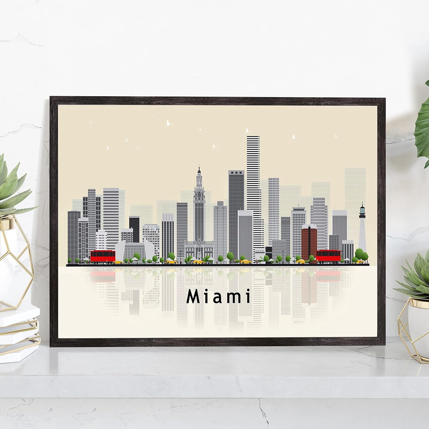 KSIW- Miami Poster, Miami Florida Illustration Skyline City Poster ...