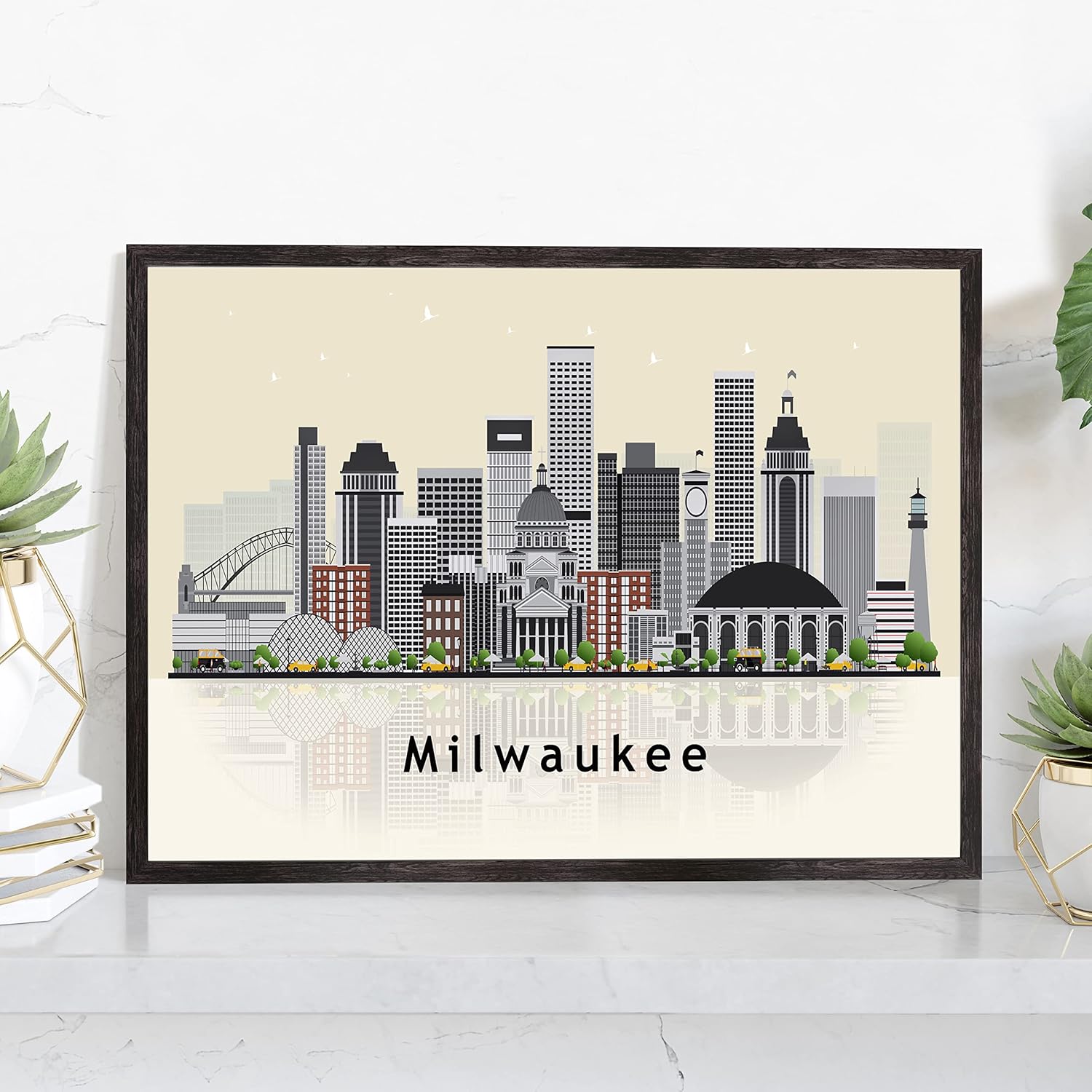 KSIW- Milwaukee Poster, Milwaukee Wisconsin Illustration Skyline City Poster, Modern Skyline ...