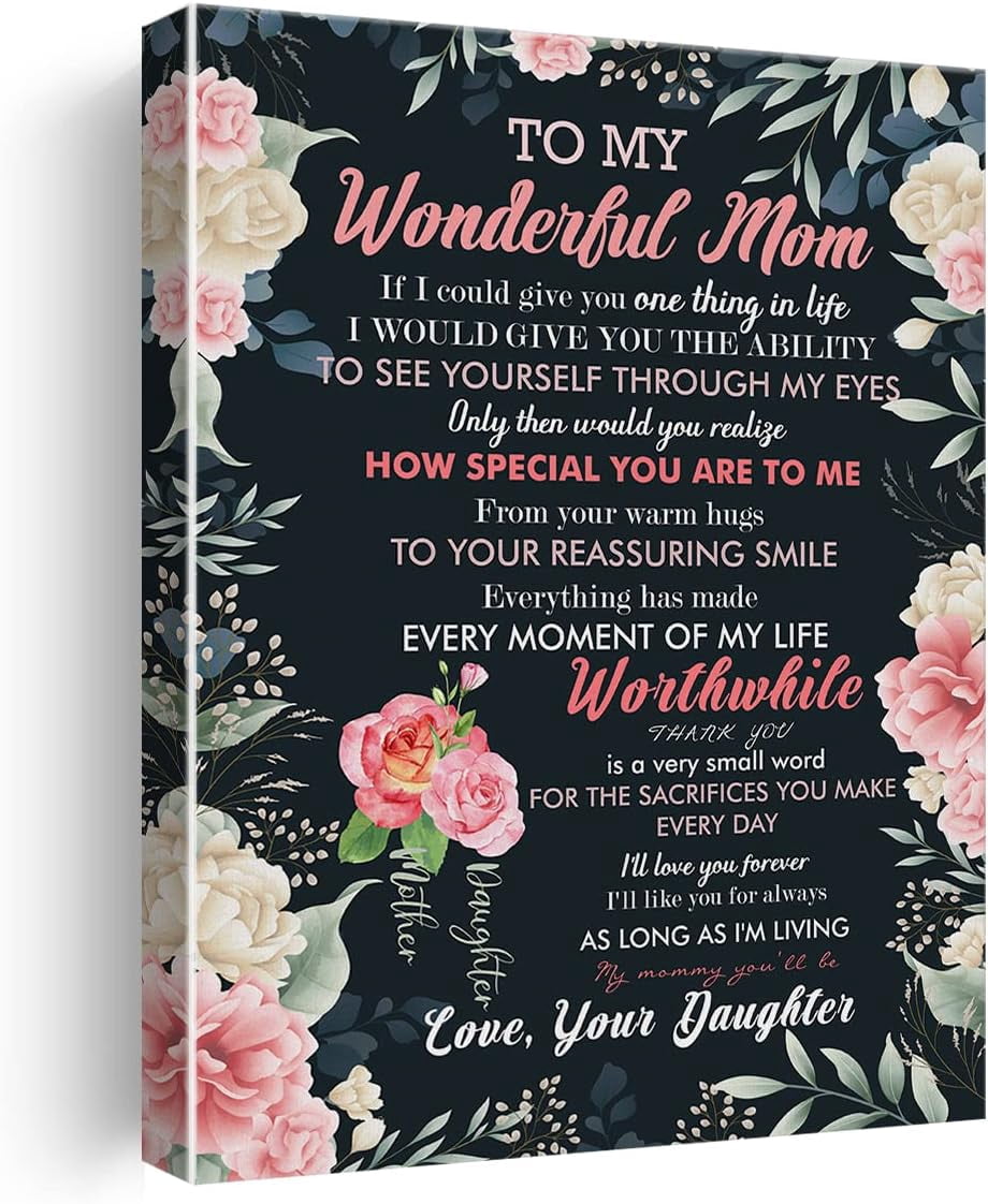 Ksiw Mom T From Daughter Canvas Wall Art To My Wonderful Mom Poster