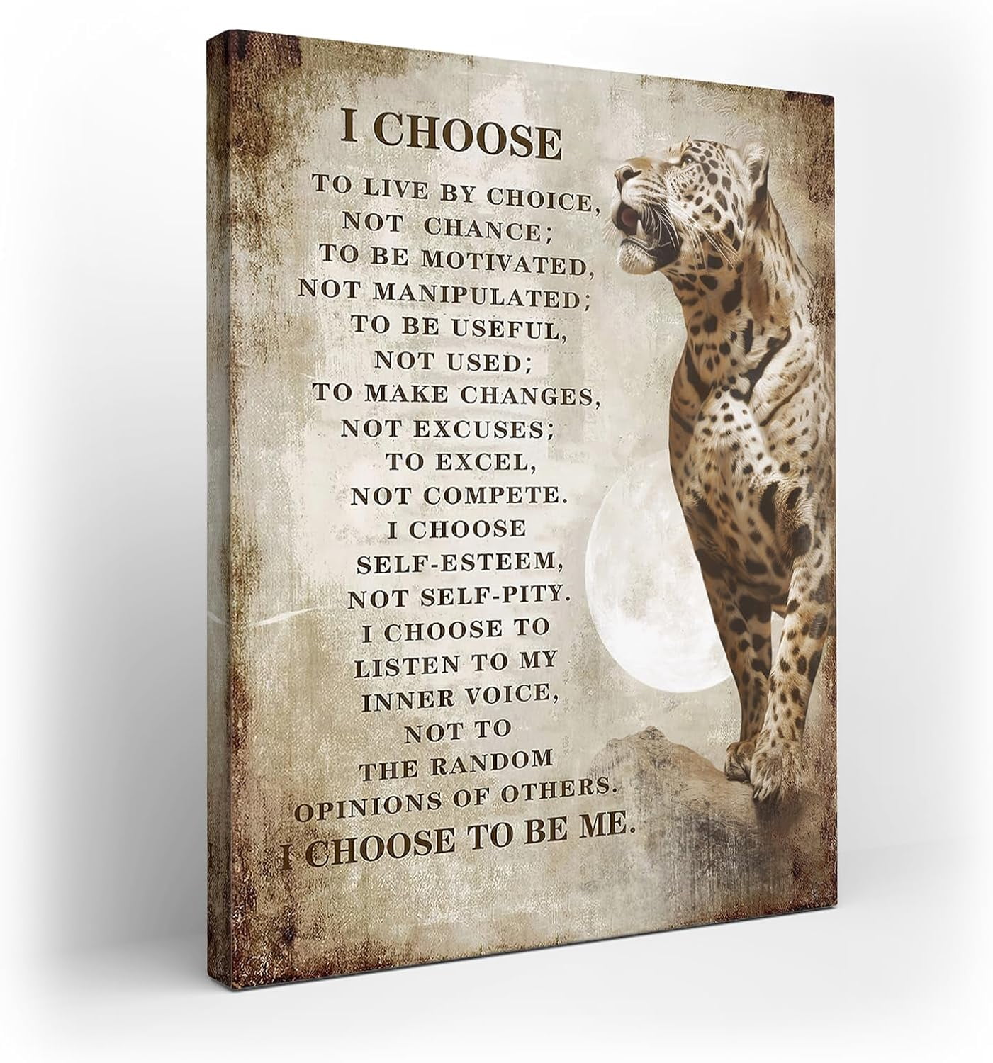KSIW- Motivational Leopard Canvas Wall Art Christian Leopard Print ...
