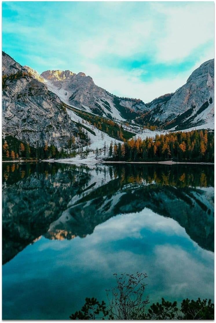 KSIW-Nature Posters Forest Lake Canvas Wall Art Nature Landscape ...