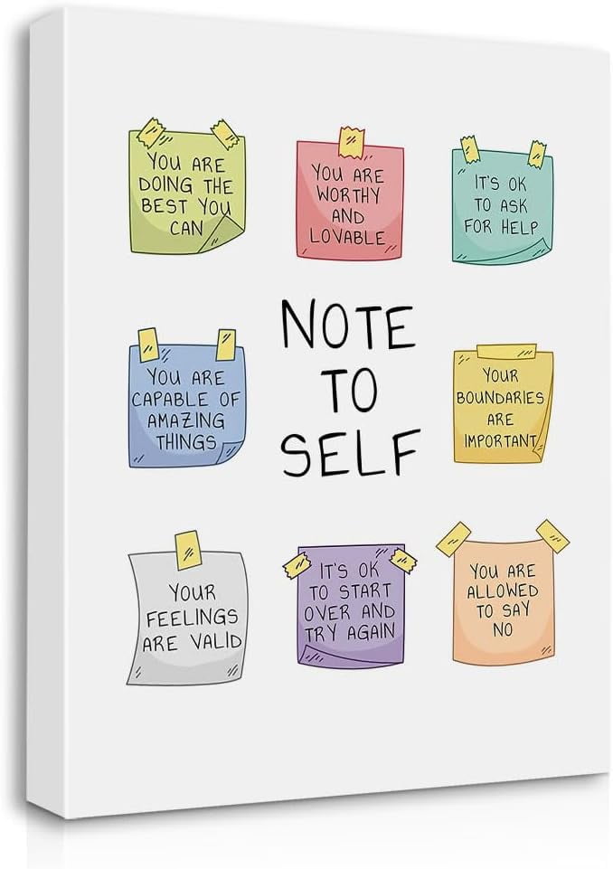 KSIW-Note to Self Mental Health Self Care Self Love Canvas Wall Art ...