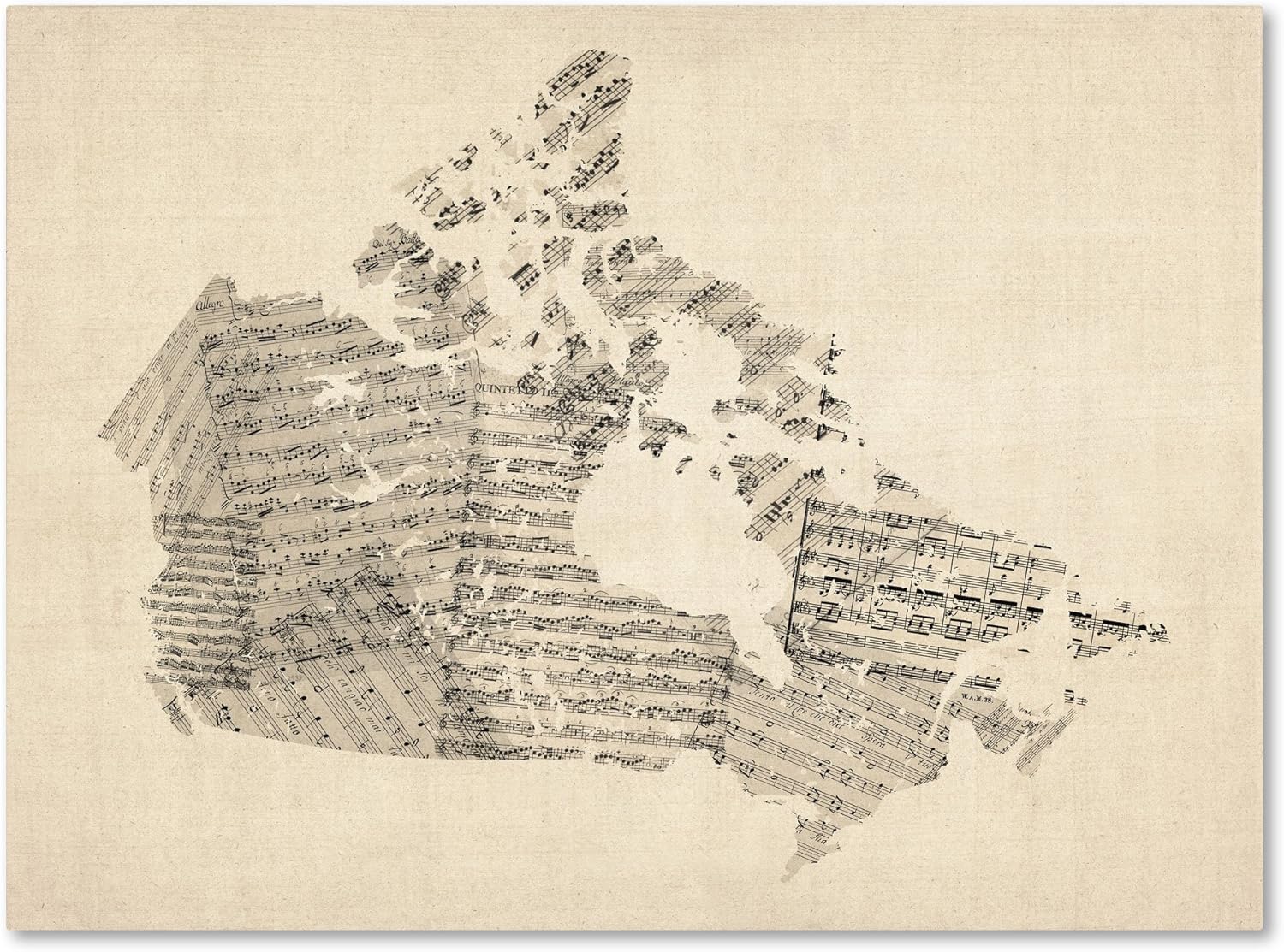 KSIW-Old Sheet Music Map of Canada Artwork by Michael Tompsett, 14 by ...