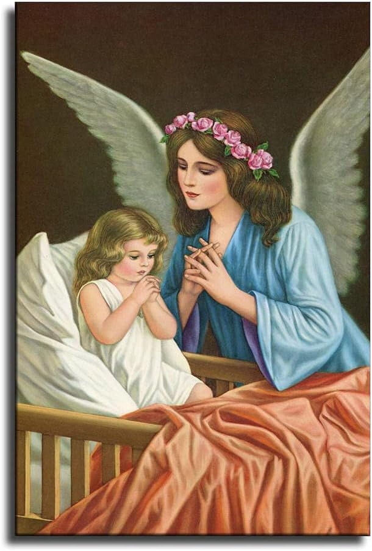 KSIW-Our Lady Mary Guardian Angel and Child Jesus Painting Poster Picture Print Canvas Wall Art ...
