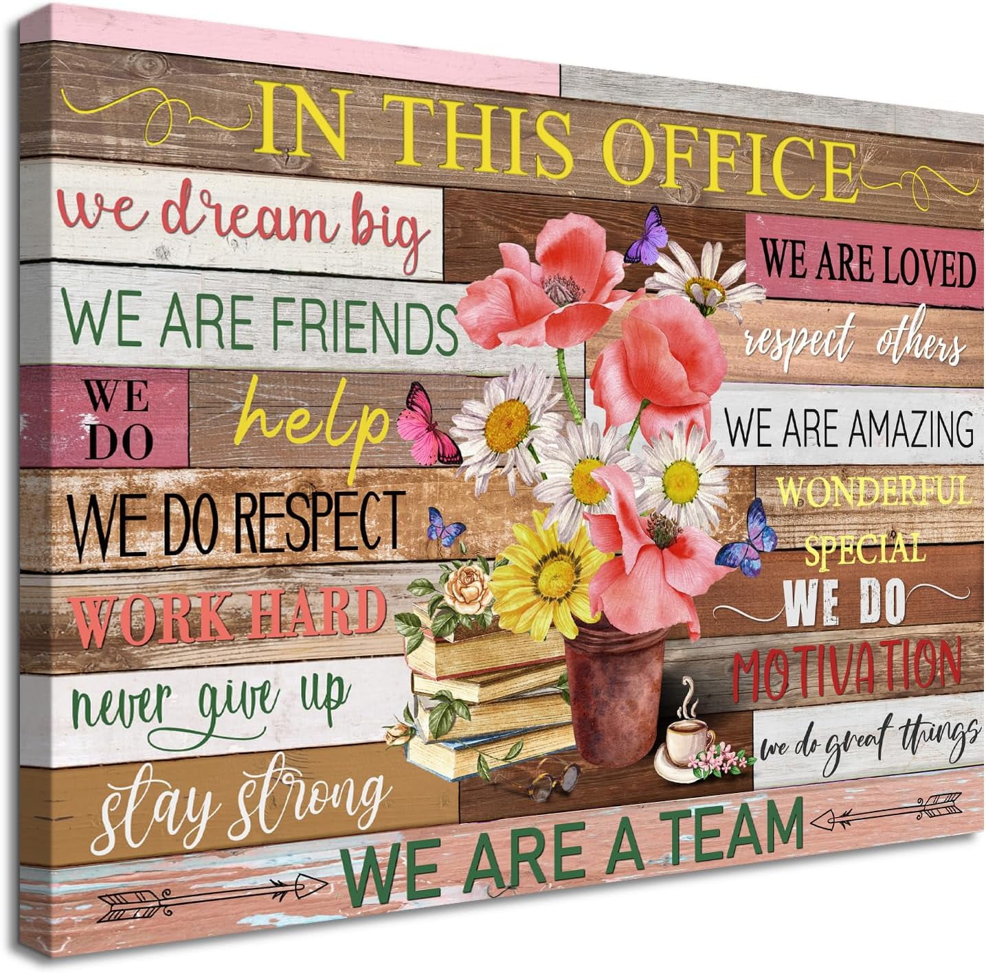 KSIW-Pink Inspirational Wall Art for Office Women Motivational Quotes ...