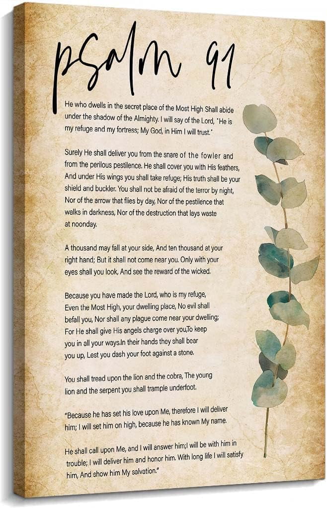 KSIW-Psalm 91 Bible Scripture Wall Decor Bible Poster Printing Canvas ...