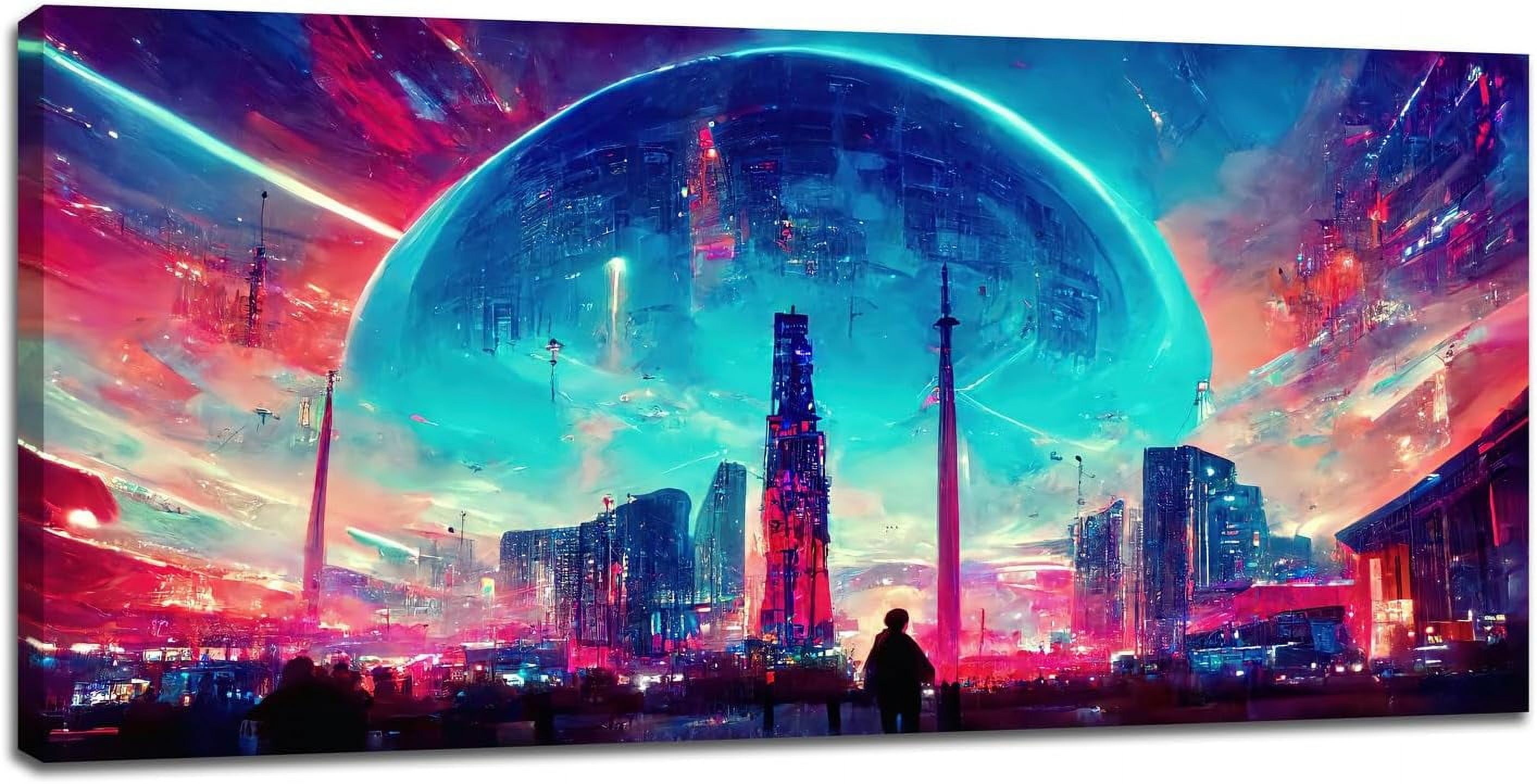 KSIW-Punk City Large Canvas Wall Art for Living Room Futuristic Punk ...