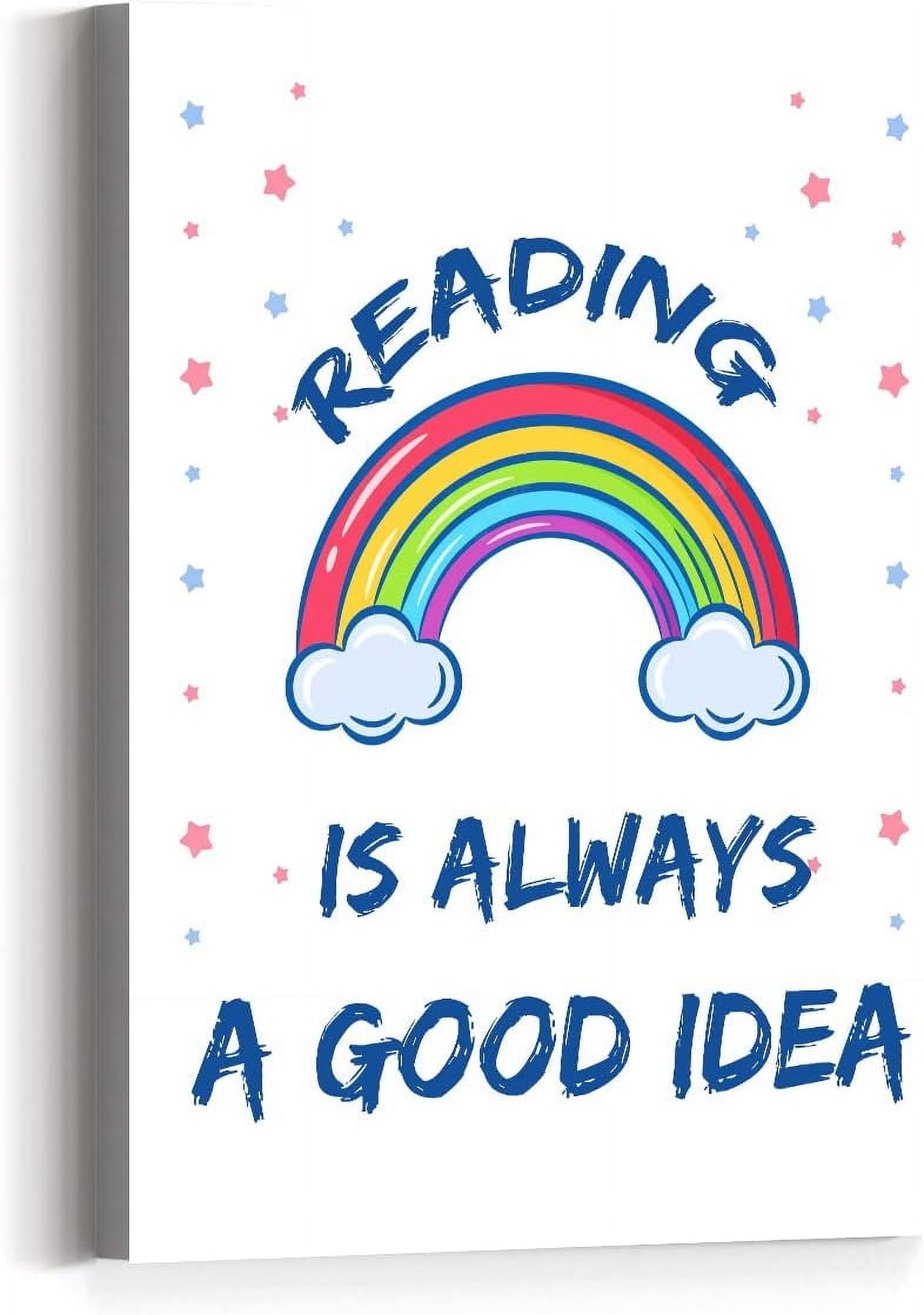 KSIW-Reading Wall Art Canvas,Rainbow Classroom Decor,Reading Is Always ...