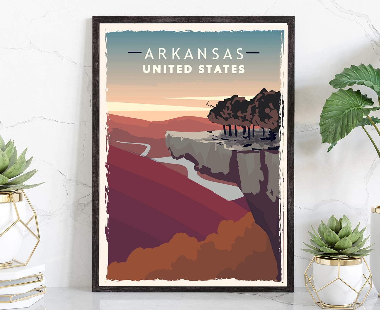KSIW- Retro Style Travel Poster, Arkansas, Vintage Rustic Poster Print ...