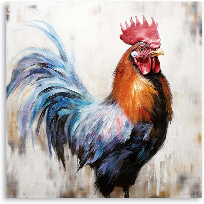 KSIW- Rooster Canvas Wall Art Vintage Farmhouse Kitchen Decor Rooster ...