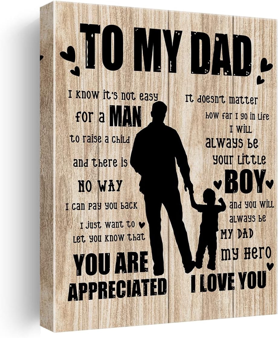 KSIW-Rustic to My Dad My Hero I Love You Canvas Wall Art Decor Father ...