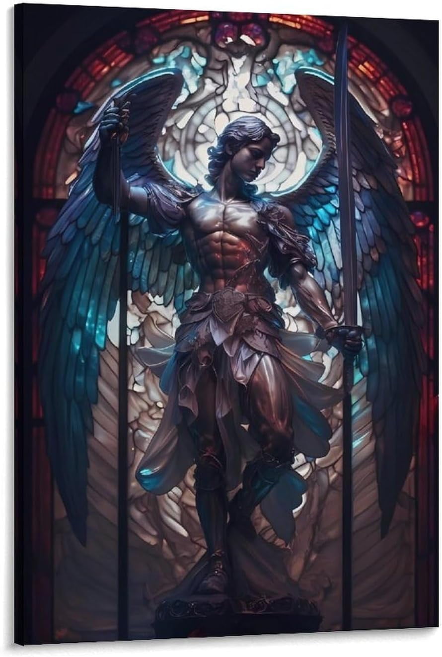 KSIW-Saint Michael The Archangel Poster Religious Wall Art Painting Canvas Print (1) Canvas ...