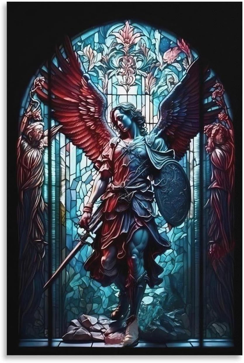 KSIW-Saint Michael The Archangel Poster Religious Wall Art Painting Canvas Print (2) Canvas ...