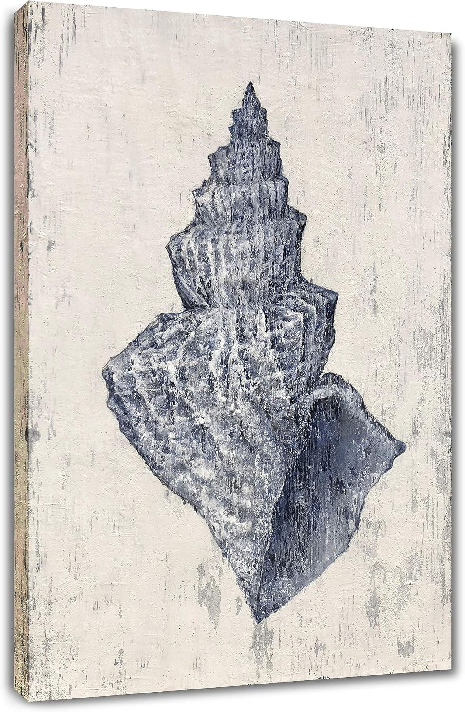 KSIW-Sea Shell Wall Art for Living Room - Hand Painted Blue and White ...