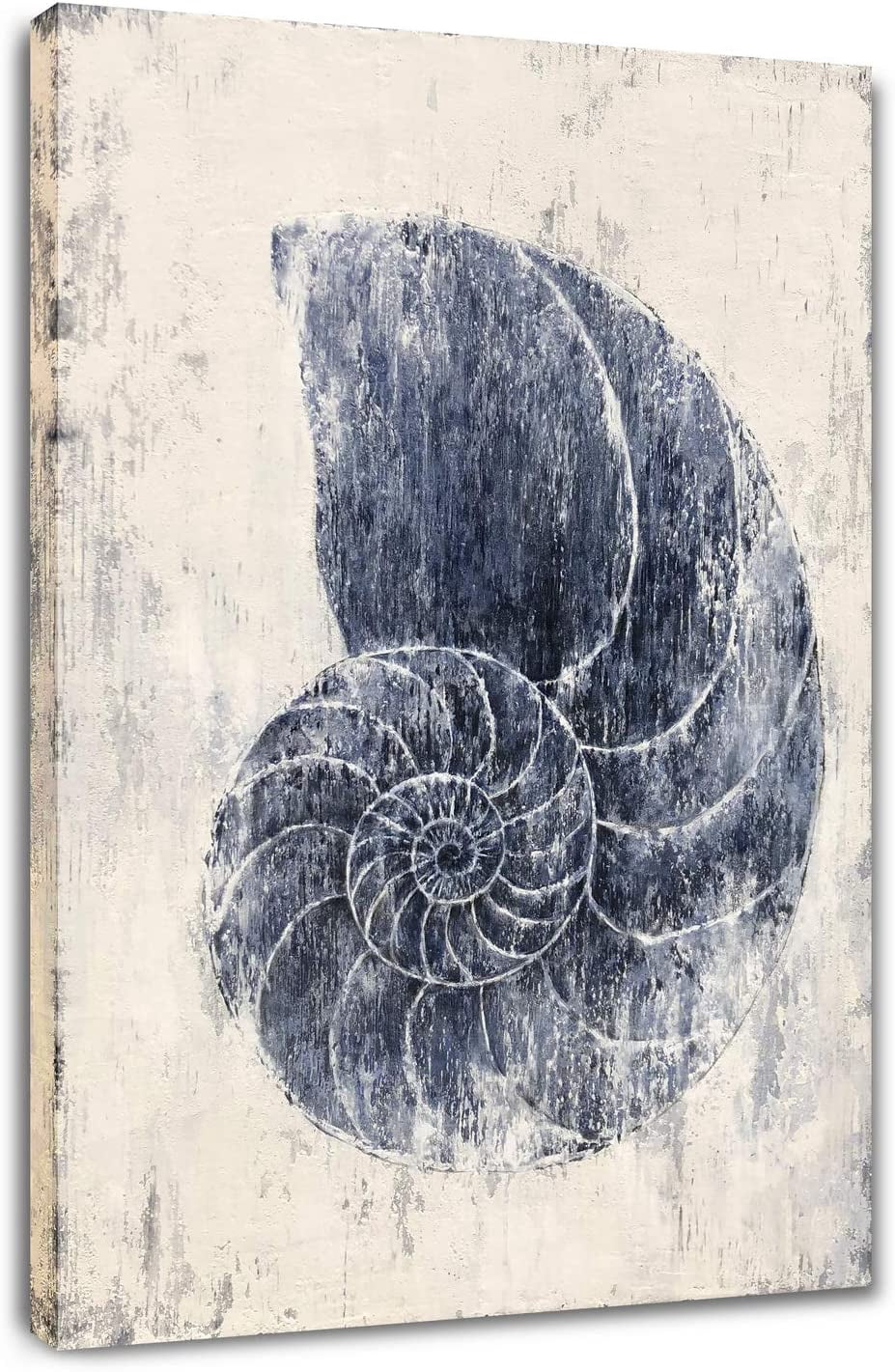 KSIW-Sea Shell Wall Art for Living Room - Hand Painted Blue and White ...