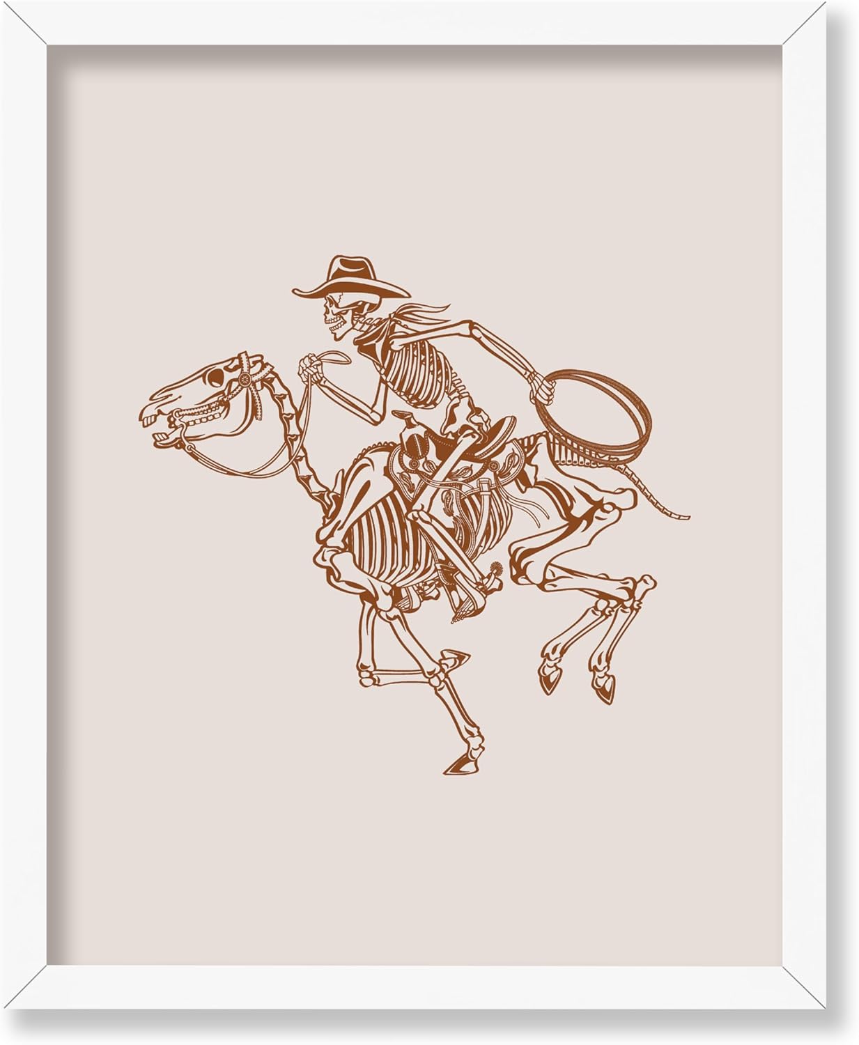 KSIW- Skeleton Cowboy Poster - Retro Brown Skeleton Horse Print ...