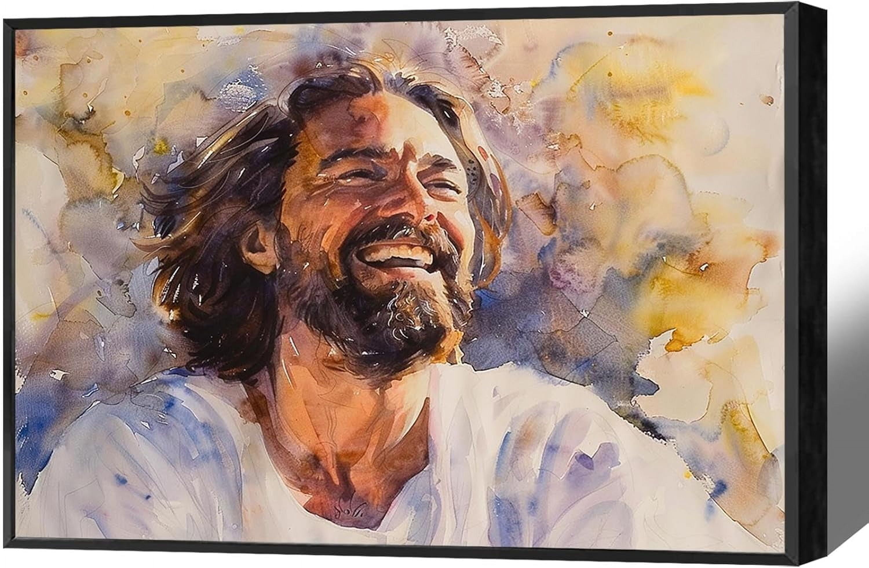 KSIW- Smiling Christ Poster| Jesus Laughing Canvas Wall Art | Jesus ...