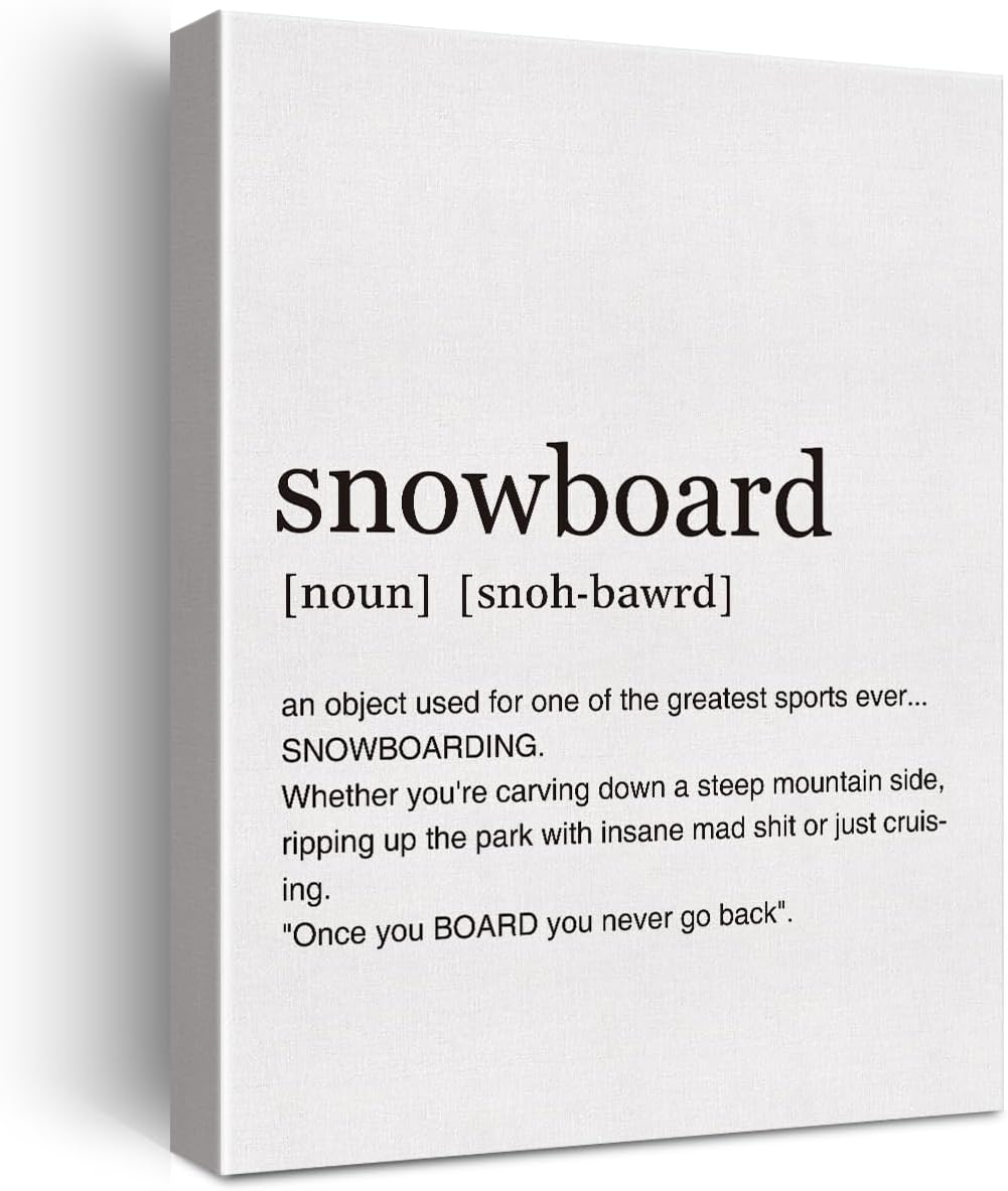 KSIW-Snowboard Definition Canvas Wall Art Minimalist Snowboard Quotes ...
