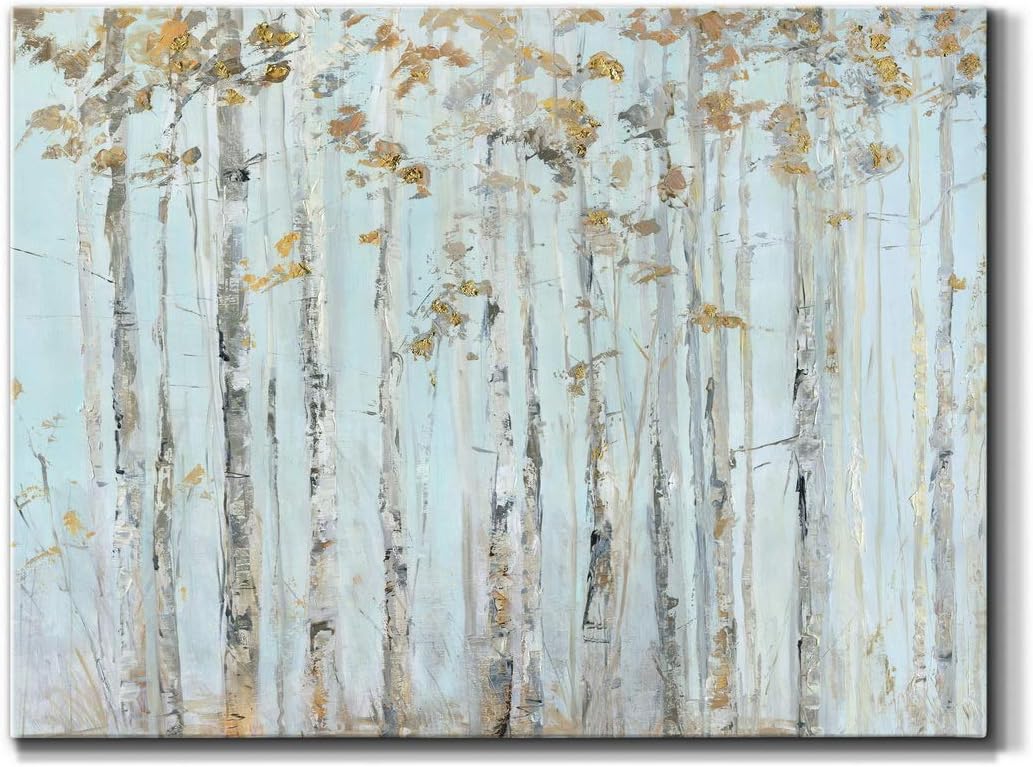 KSIW-Soft Birch Forest Wall Art, Colorful Nature Artwork, Beautiful ...