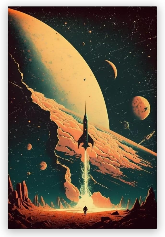 KSIW-Space Astronauts adventure time poster retro wall art Milky Way ...