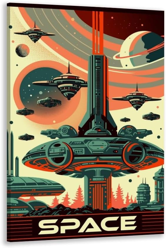 KSIW-Space Future Aliens City adventure time poster retro wall art ...