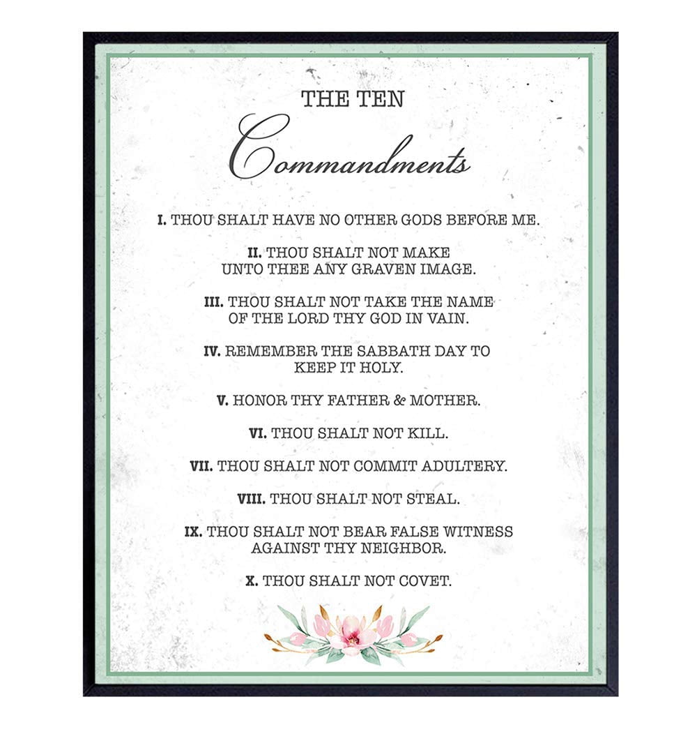 KSIW-Ten Commandments Wall Decor Poster8x10 Religious Christian ...