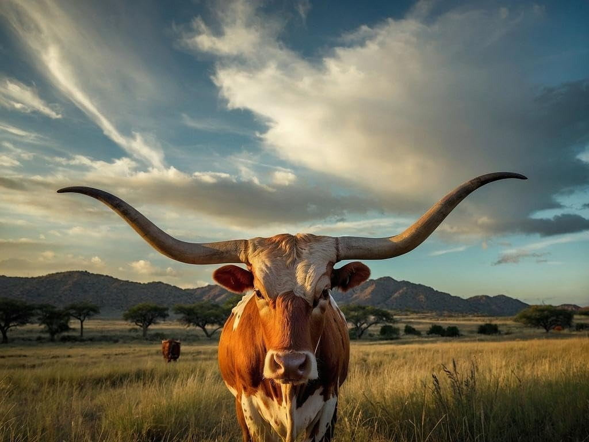 KSIW-Texas Longhorn Bull Standing in Pasture Close Up Photo Photograph ...