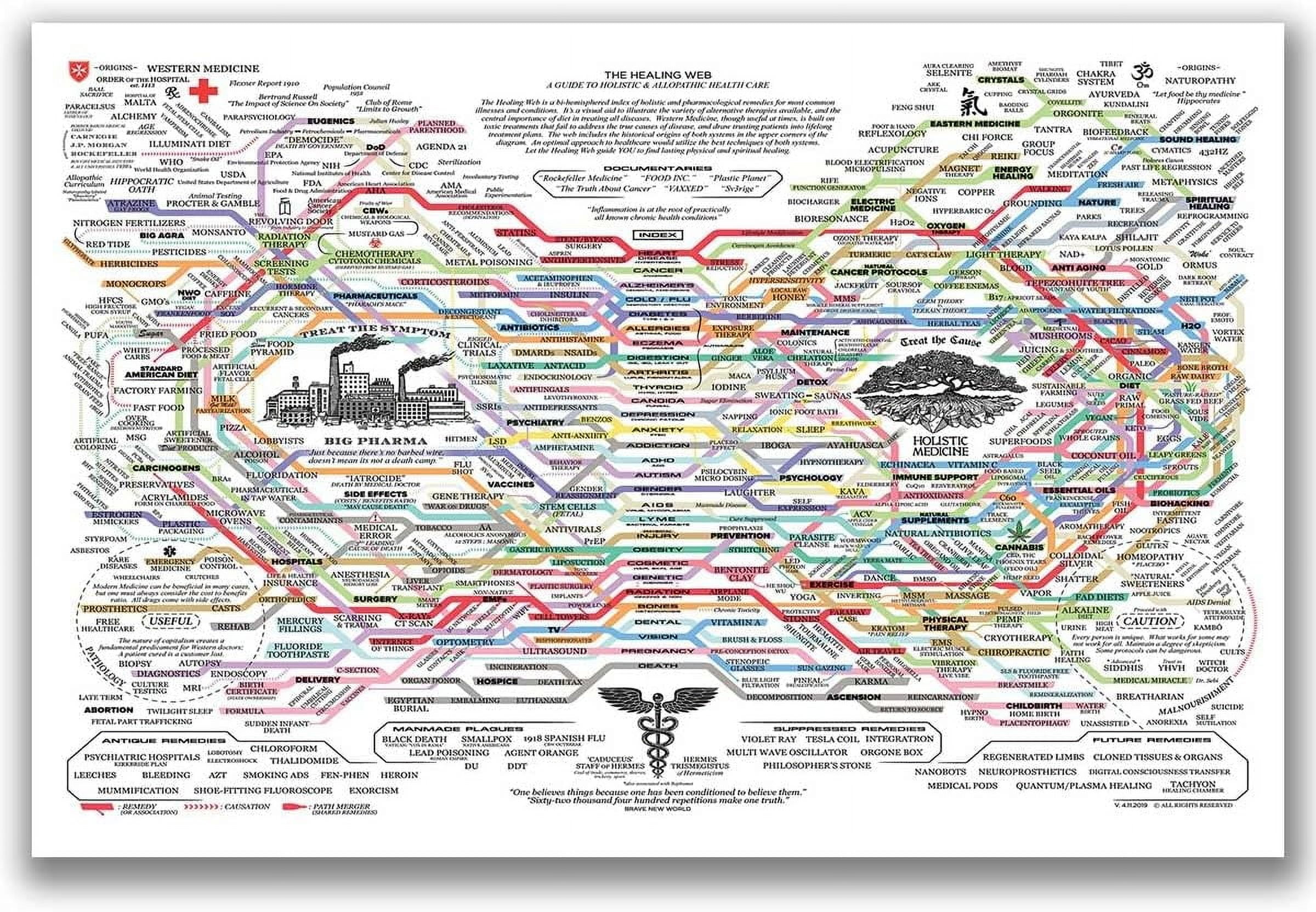 KSIW-The Healing Web Map Poster Spirit Natural Remedies Chart Wall Art ...
