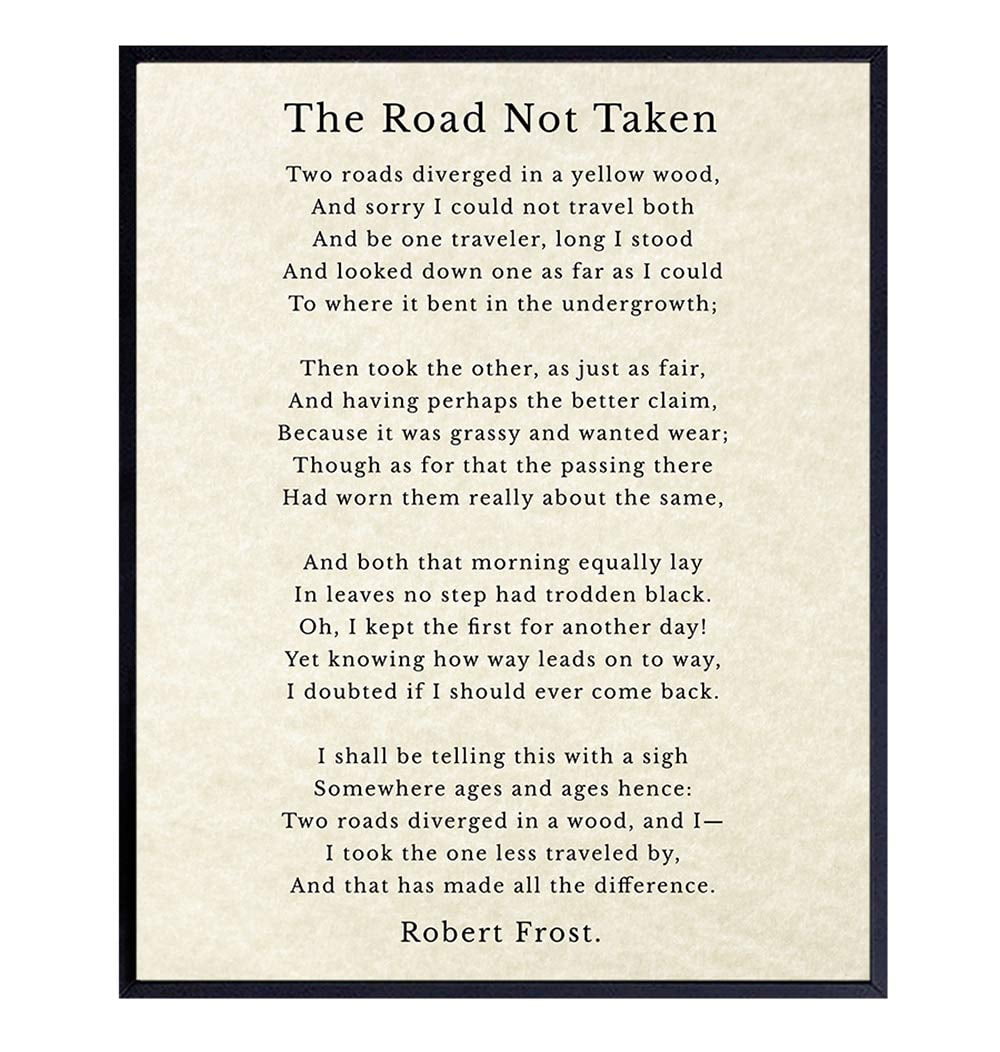KSIW-The Road Not Taken Poem - Robert Frost Quote - Unframed Wall Art Print - Perfect ...
