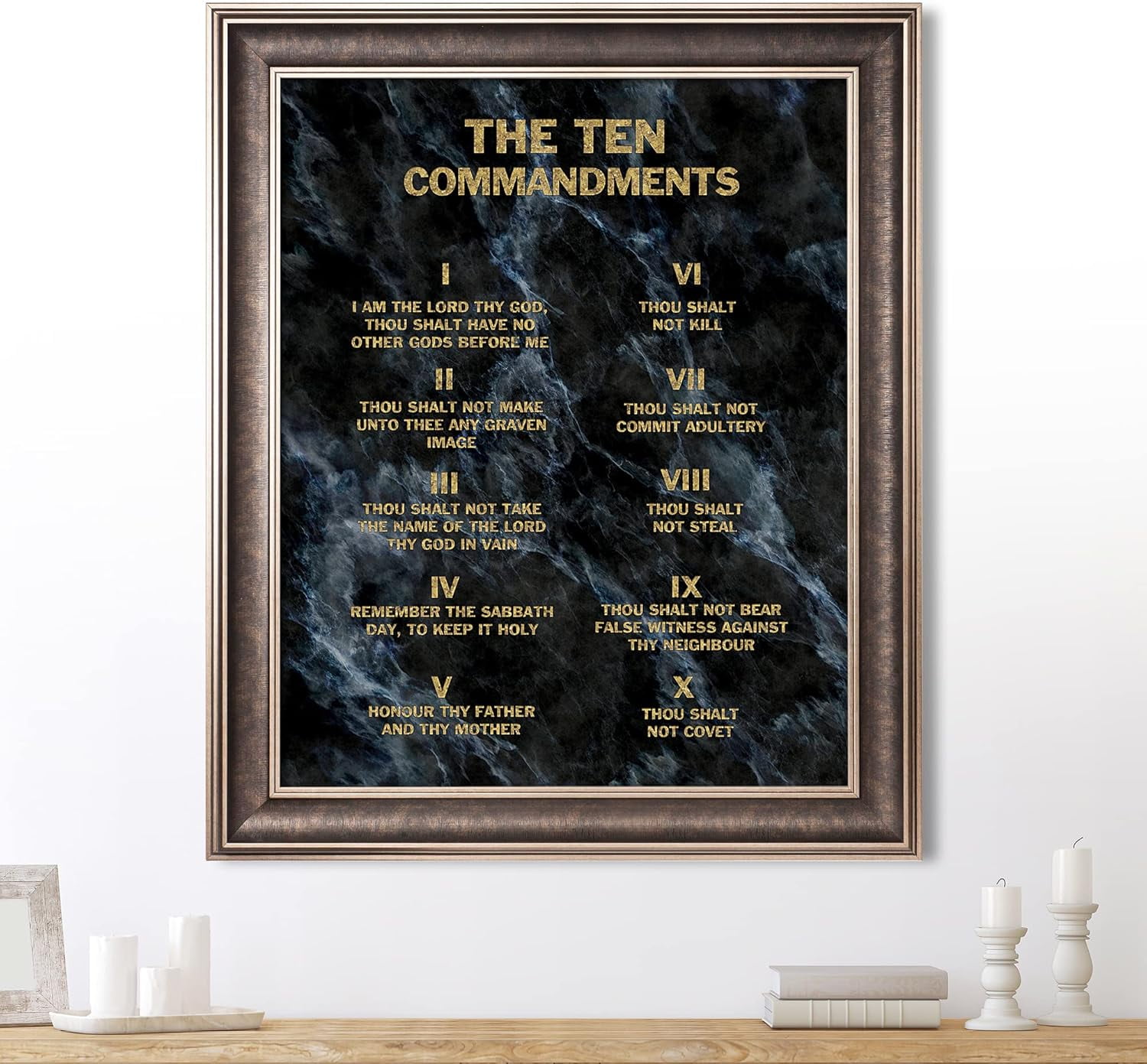 KSIW-The Ten Commandments(Black Texture) Framed Size:35.5 x 29.5 inches,Image Size:30X24 inches ...