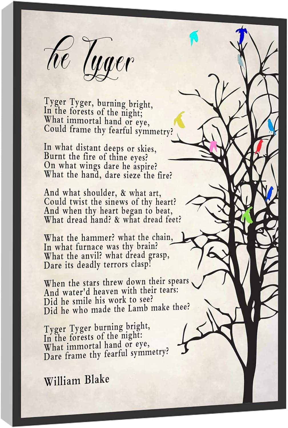 KSIW-The Tyger William Blake Love Poem Wall Art Love Poem Poster ...