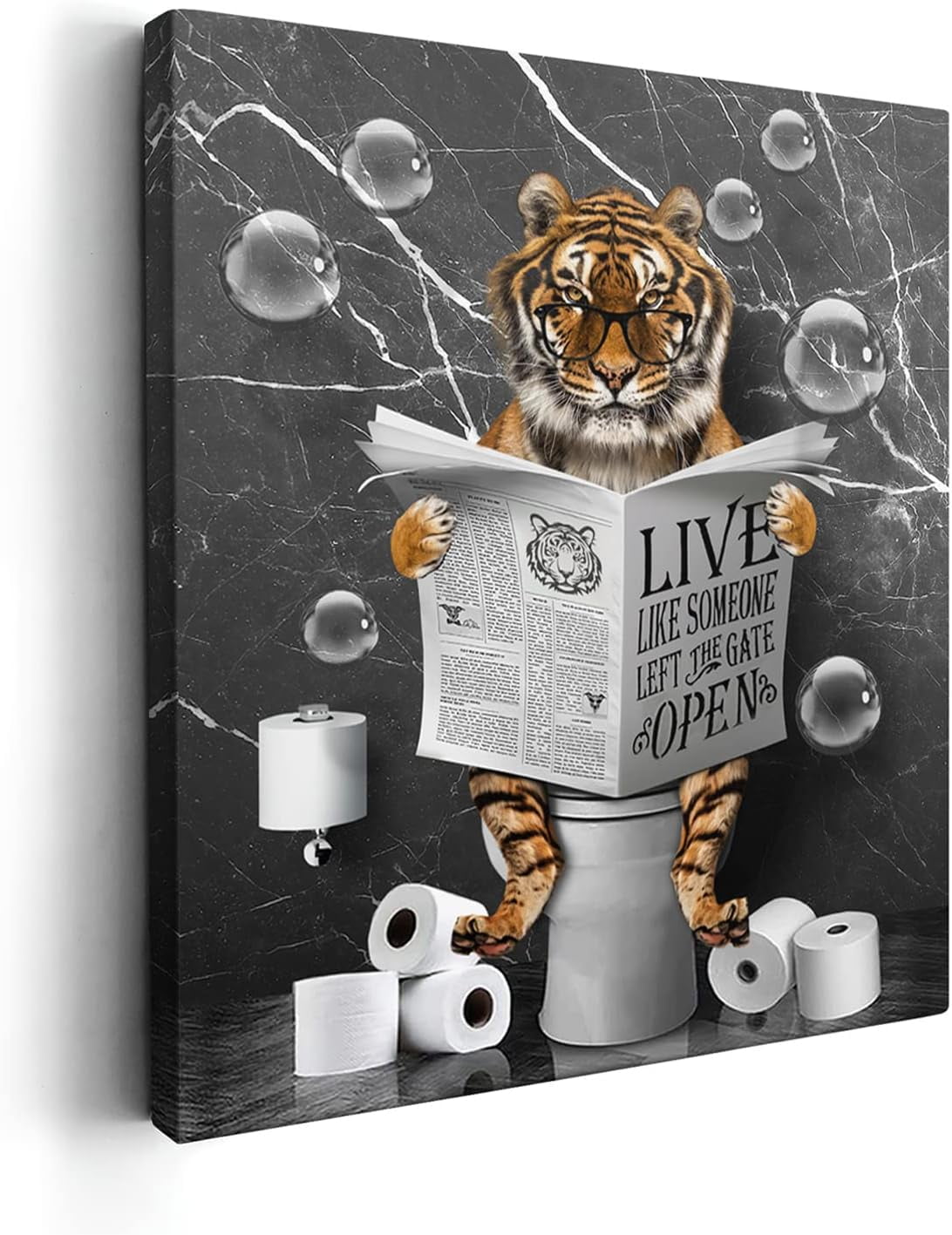 KSIW-Tiger Bathroom Decor Wall Art Funny Tiger in Toilet Bathroom ...
