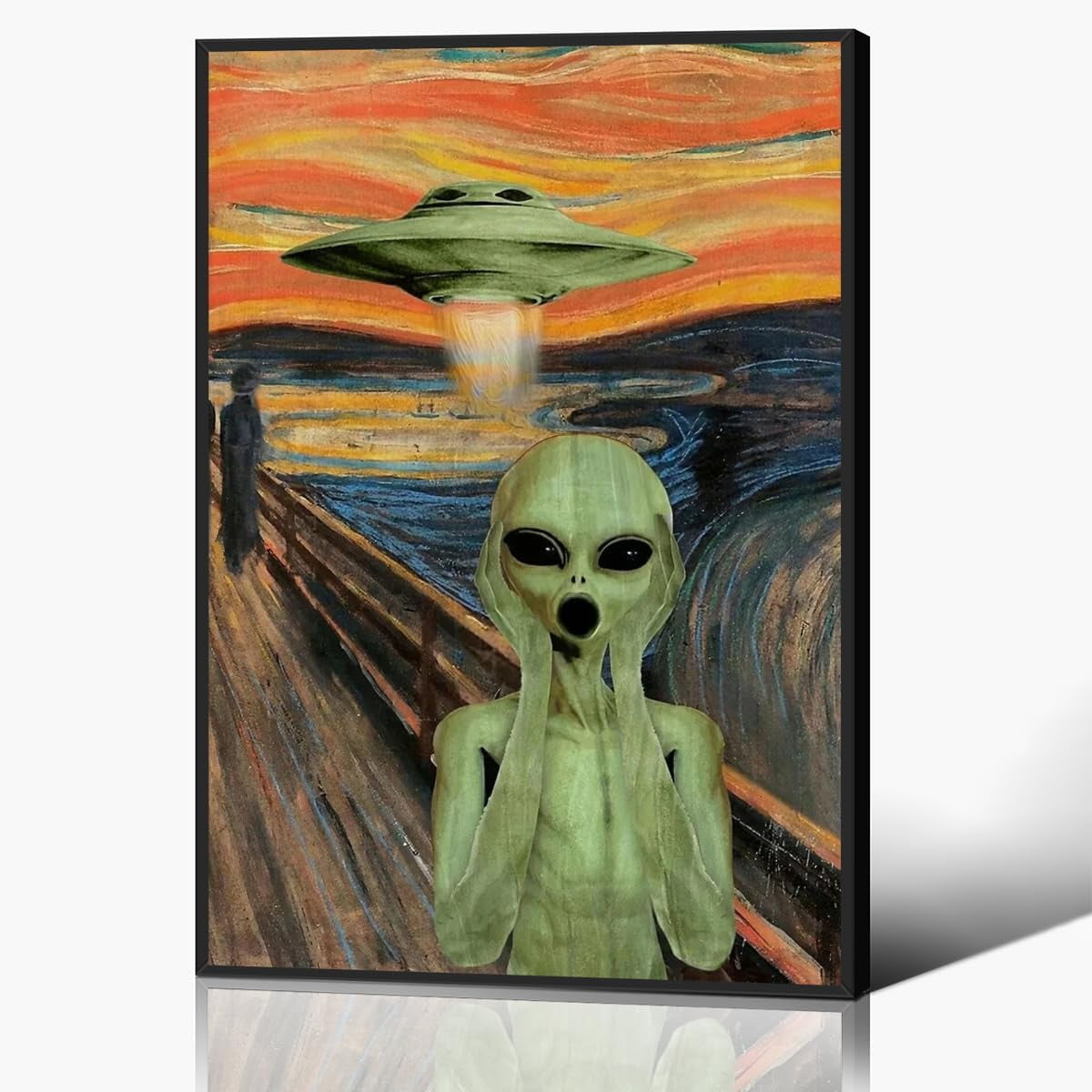 KSIW-UFO and Screaming Alien Poster Canvas, Funny Altered Wall Art ...