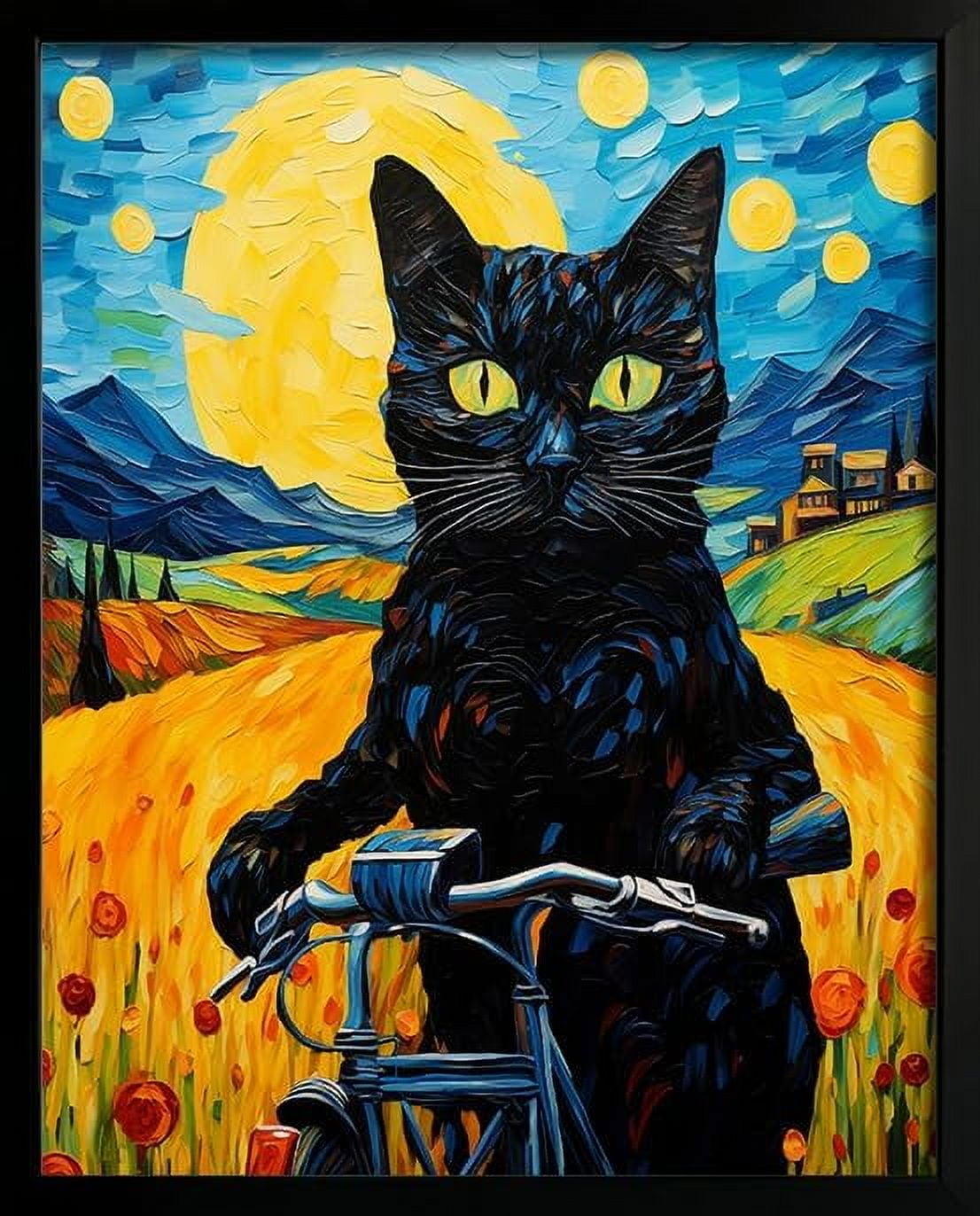 KSIW- Van Gogh Wall Art Cat Poster Starry Night Funny Bathroom Vintage ...