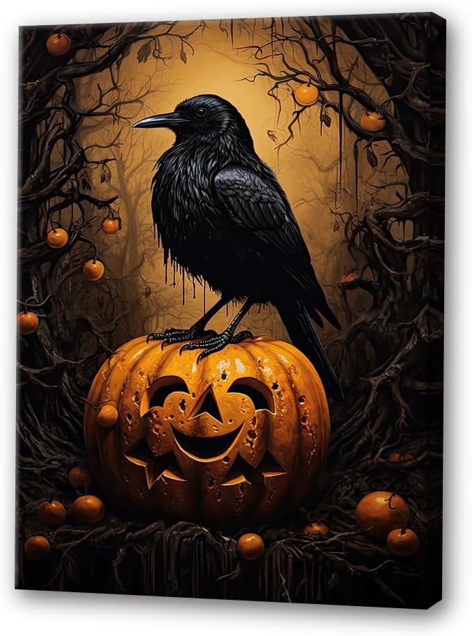 KSIW-Vintage Gothic Wall Art Black Crow Poster Print Canvas Victorian ...