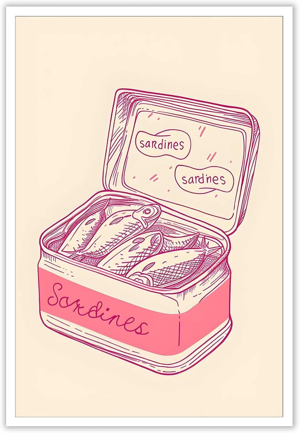 KSIW-Vintage Pink Fresh Canned Sardines Posters Minimalist Room ...