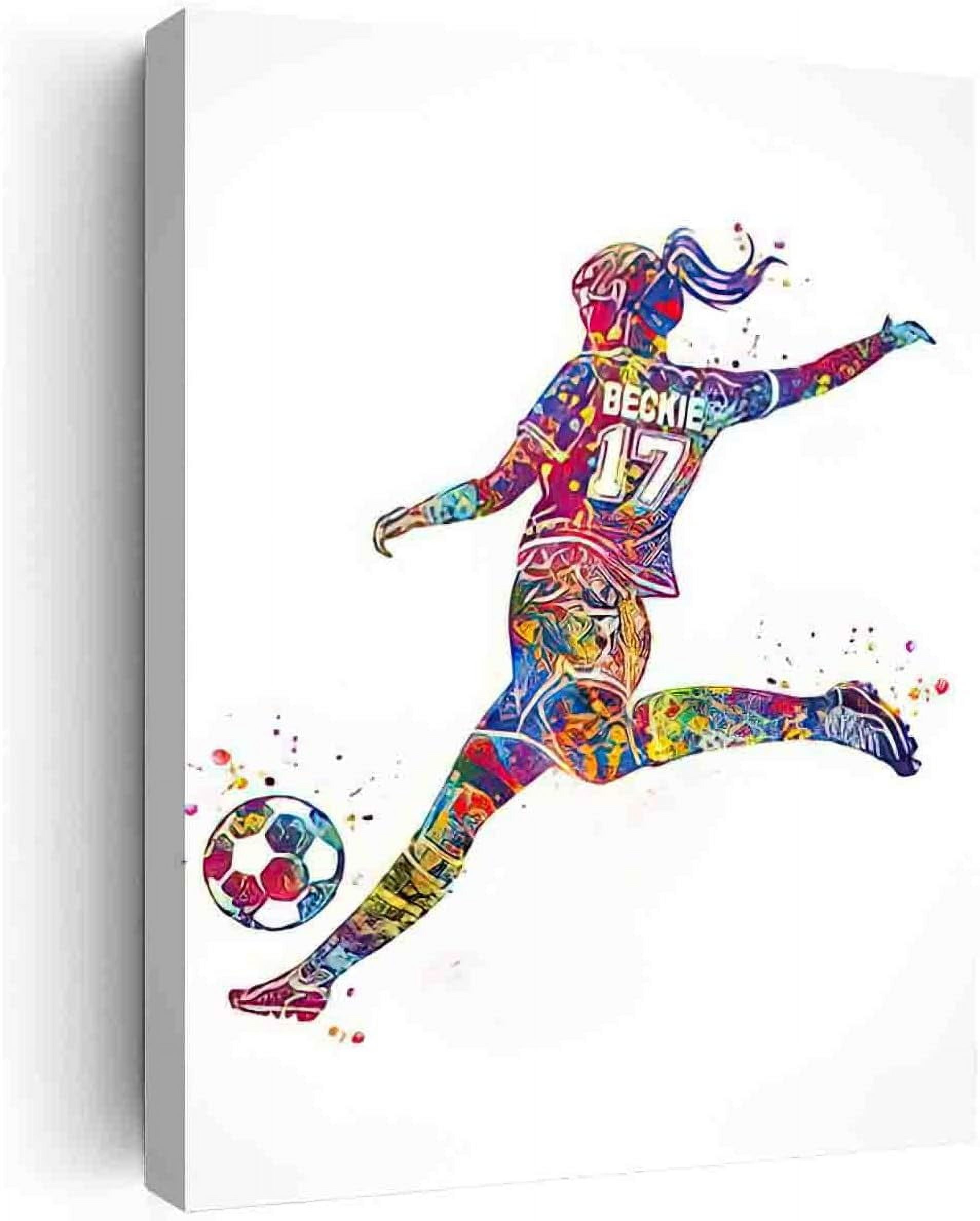 KSIW-Wall Art Poster Print,Soccer Player Personalized Watercolor Print ...