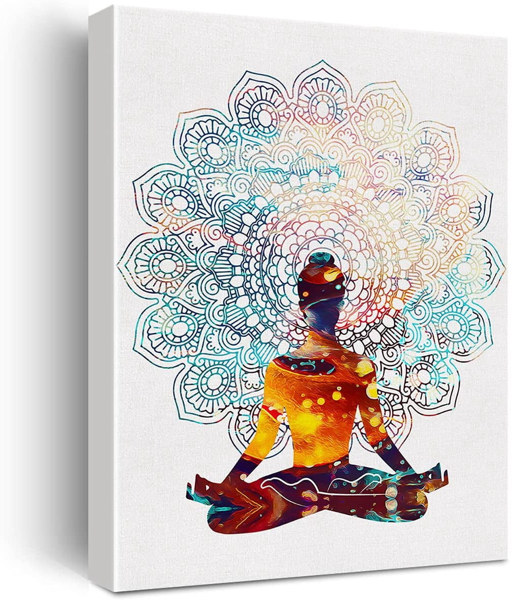 KSIW-Watercolor Buddhism Art Spiritual Yoga Mantra Canvas Painting ...