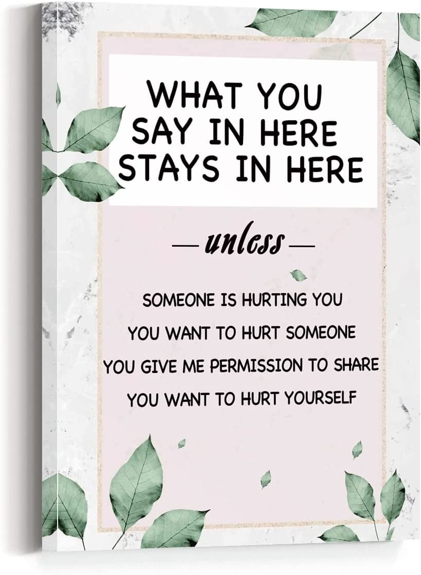 KSIW-What You Say In Here Stays In Here Canvas Wall Art,Mental Health ...