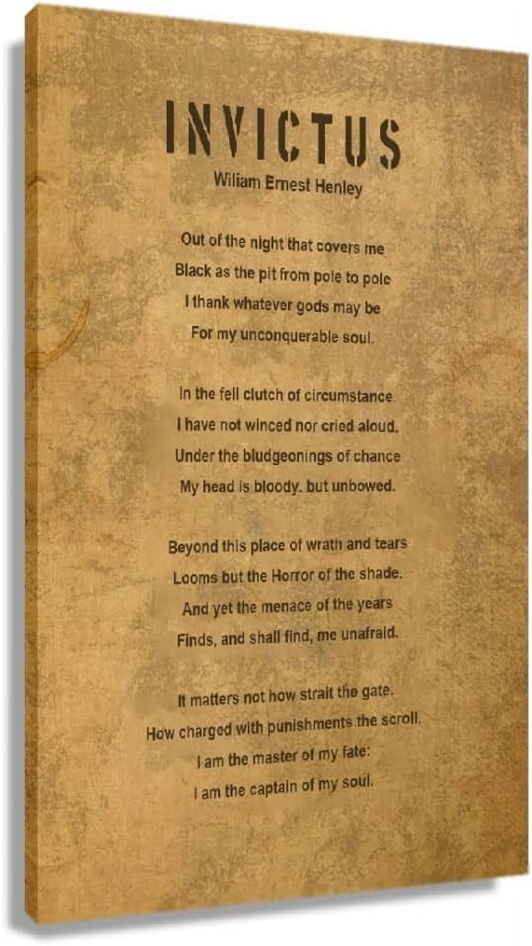 KSIW-William Henley Invictus Poem Inspirational Quotes Wall Art Poster ...